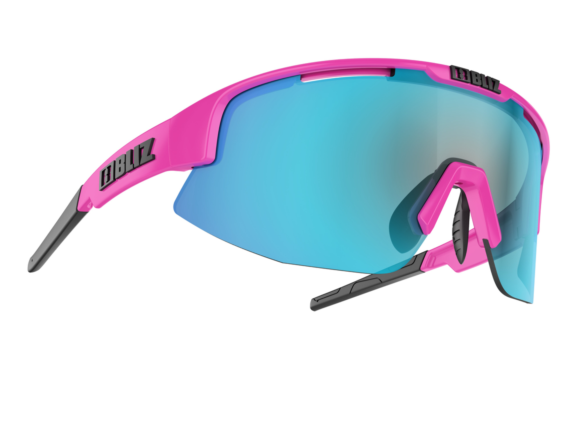 Bliz Matrix Small Face, Shiny Pink Frame, Brown with Blue Multi Lens ...
