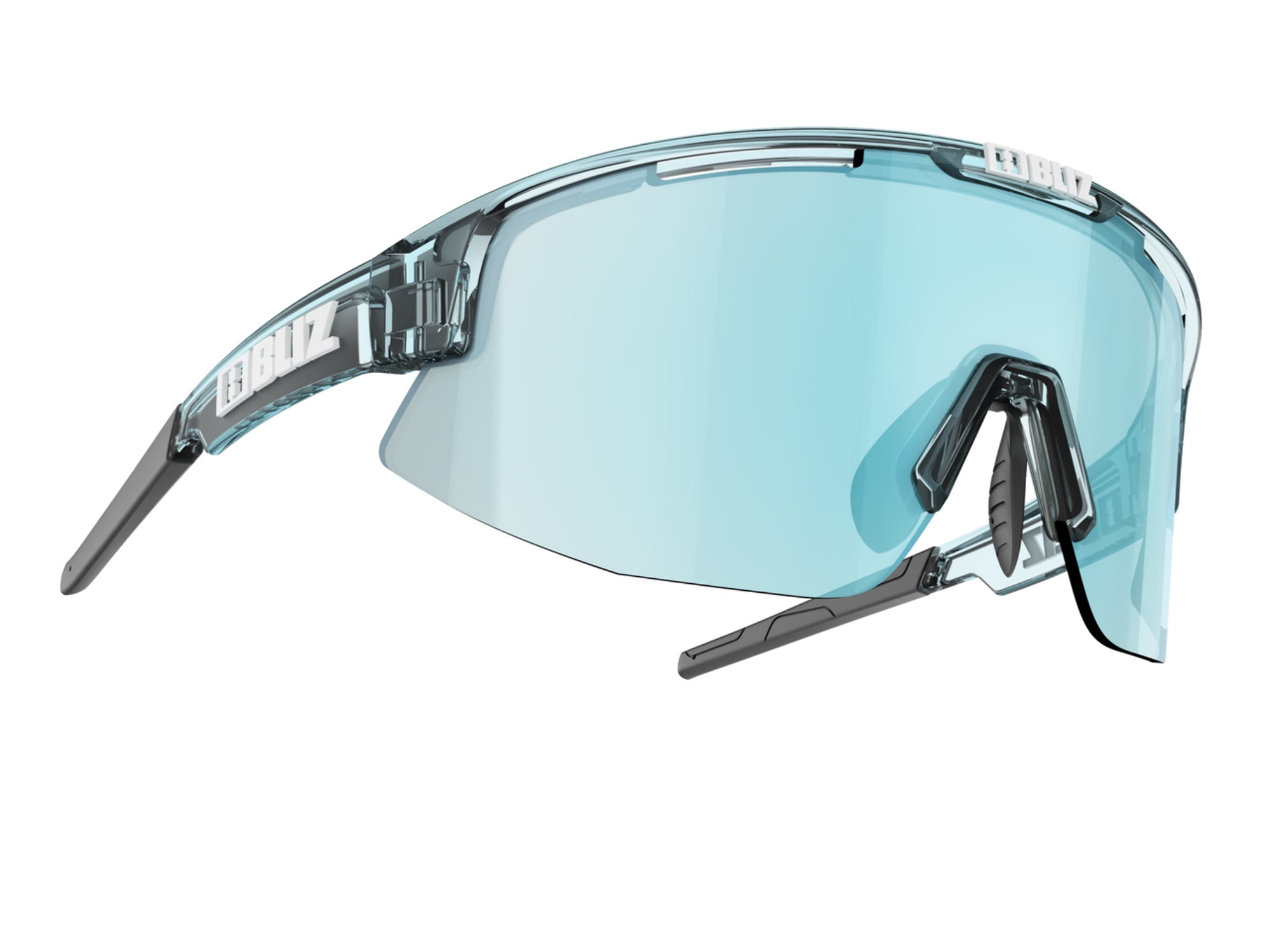 Bliz Matrix, Transparent Ice Blue Frame, Smoke with Ice Blue Multi Lens ...