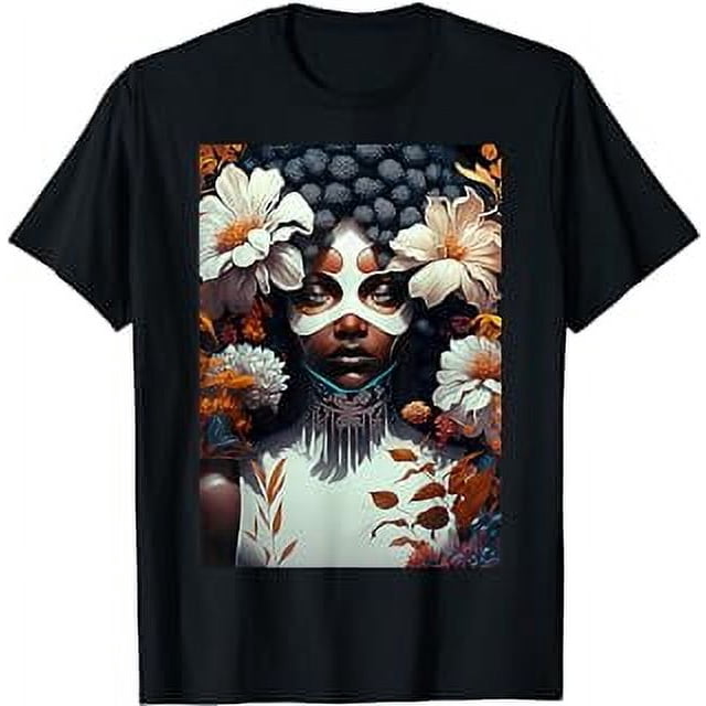 Blm Cute Floral Anime Black Girl - Afro Melanin Queen Power T-Shirt ...