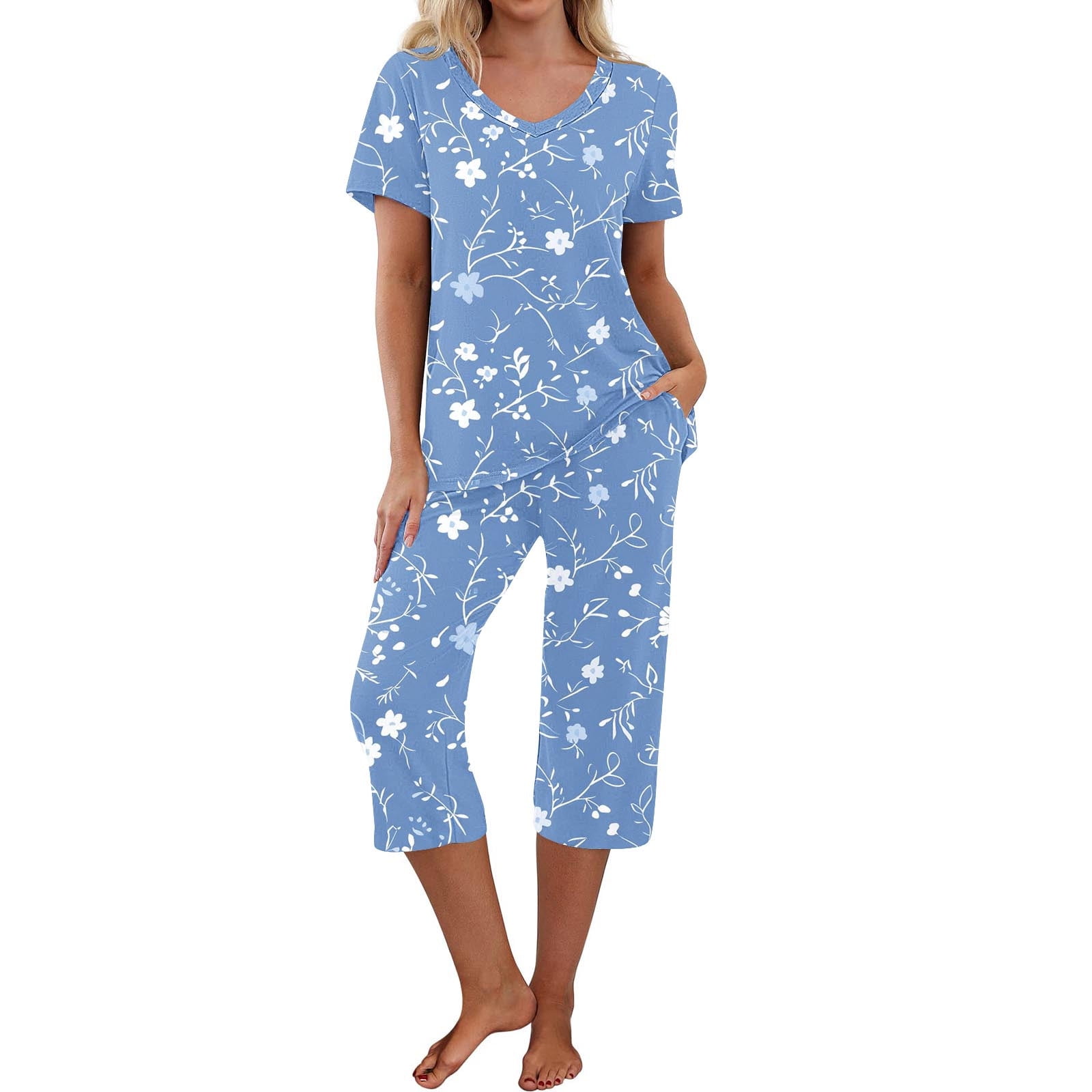 Blmnix 2 Piece Pajamas for Women Sleepwear Sets Summer Pajamas Pjs Sets ...