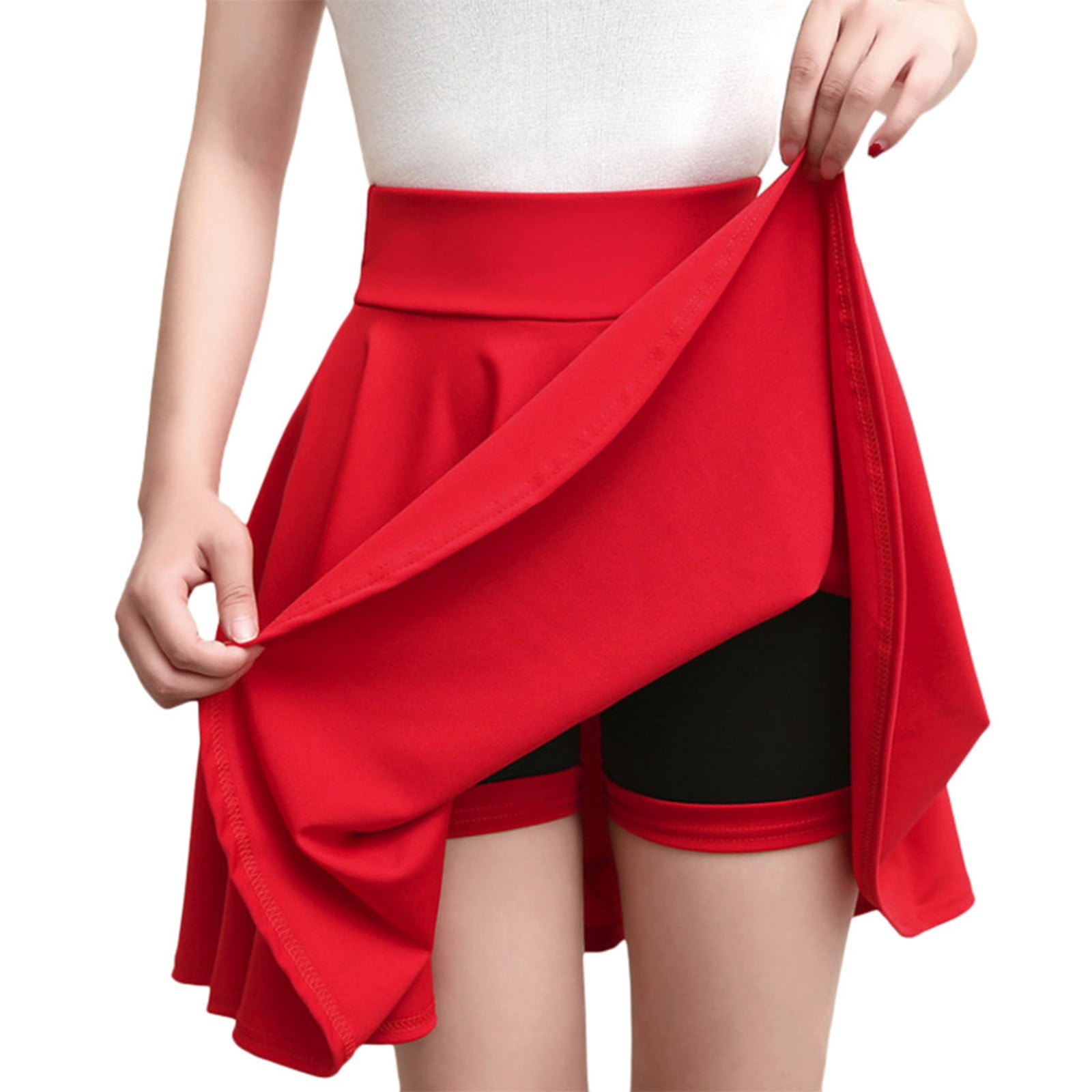 Blmnix A-line Women Skirt Tennis Skirts High Waisted Under Dress Red ...