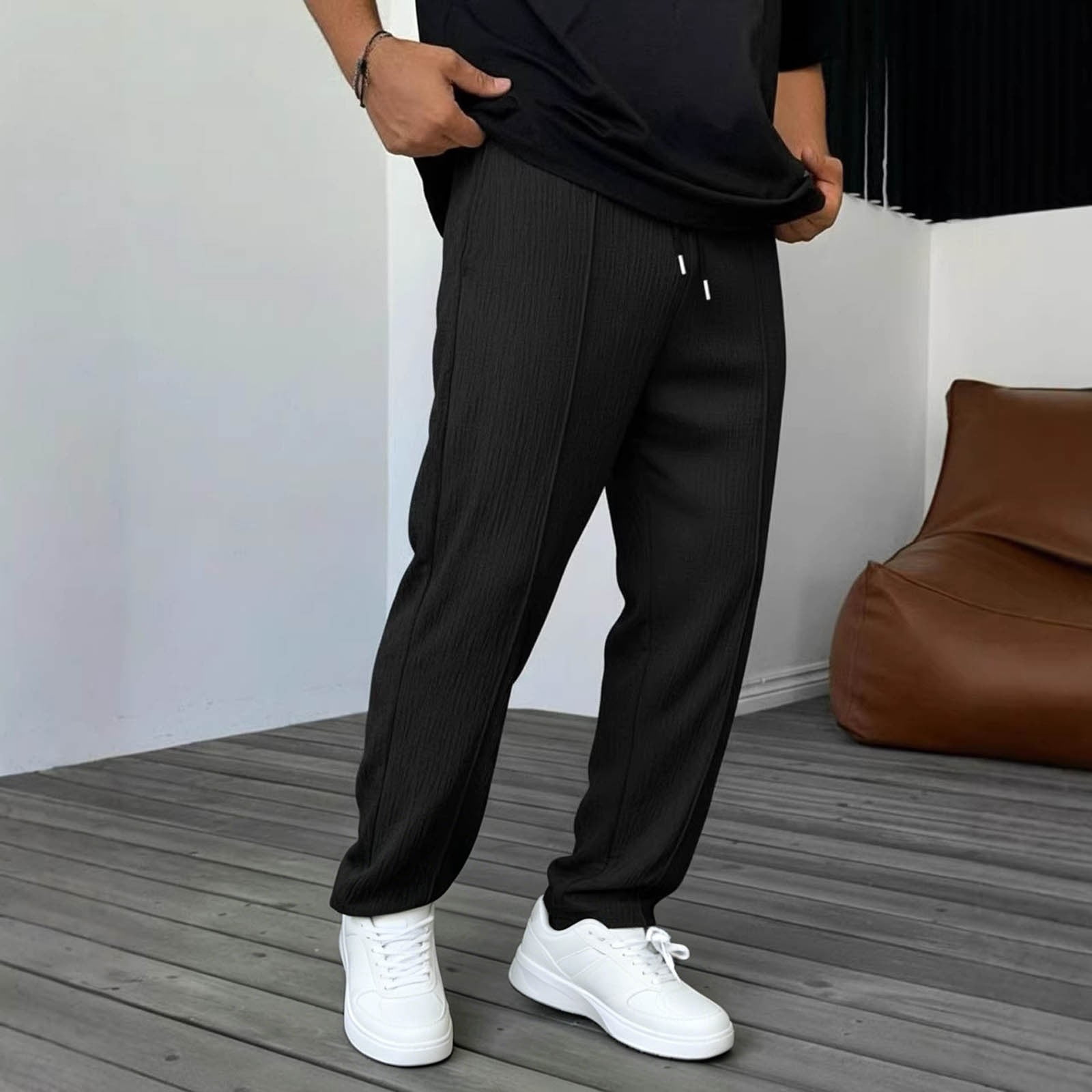 Blmnix Baggy Men's Pants Low Waisted Palazzo Men Sweatpants Sweat Pants ...