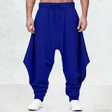 Blmnix Baggy Mens Pants Low Waisted Harem Pants Linen Pants Jodhpur ...