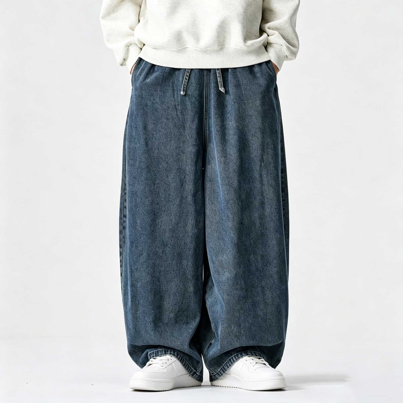 Blmnix Baggy Mens Pants Relaxed Fit Jeans Low Waisted Cargo Barrel ...
