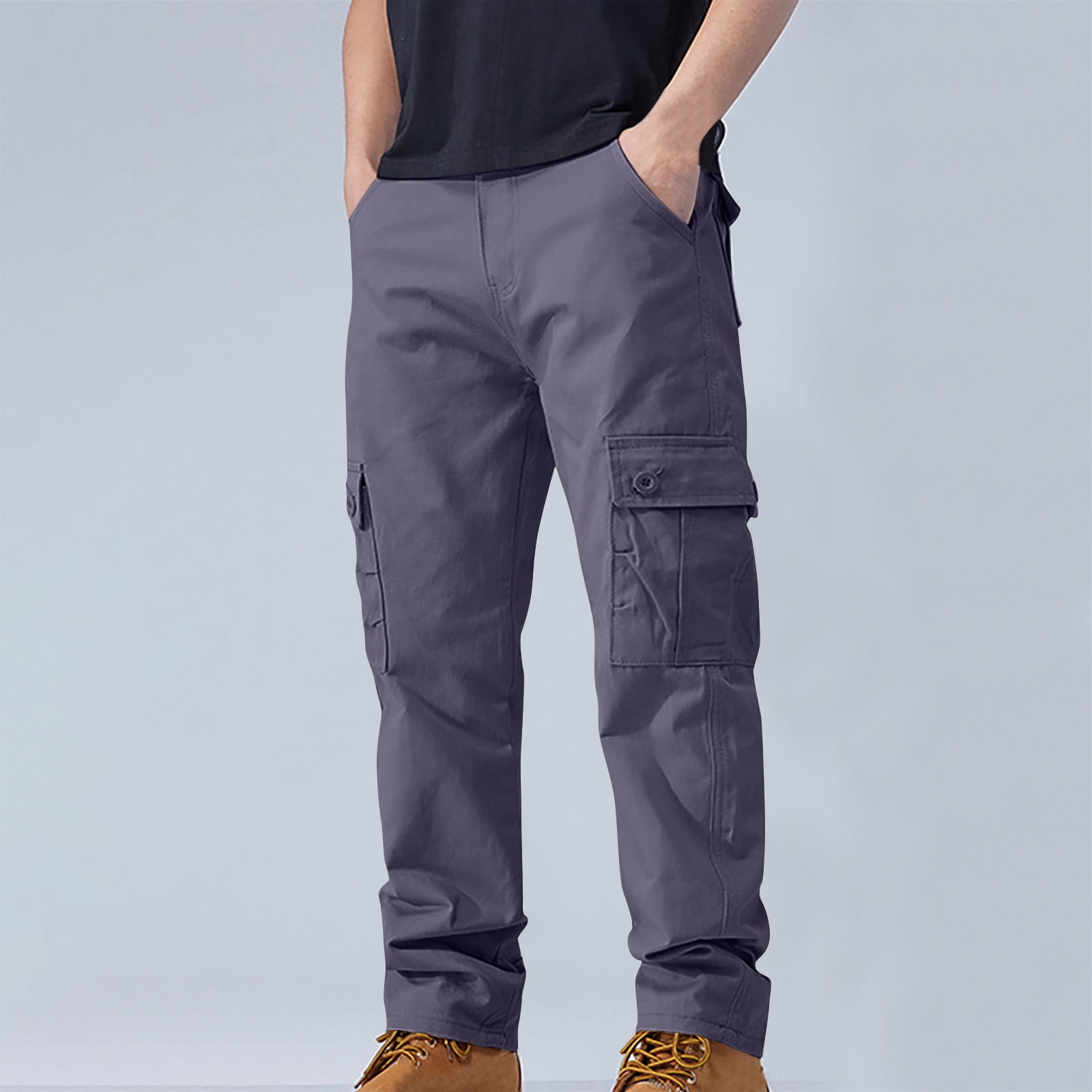 Blmnix Baggy Pants Men Cotton Pants Hiking Pants Cargo Low Rise Pant ...
