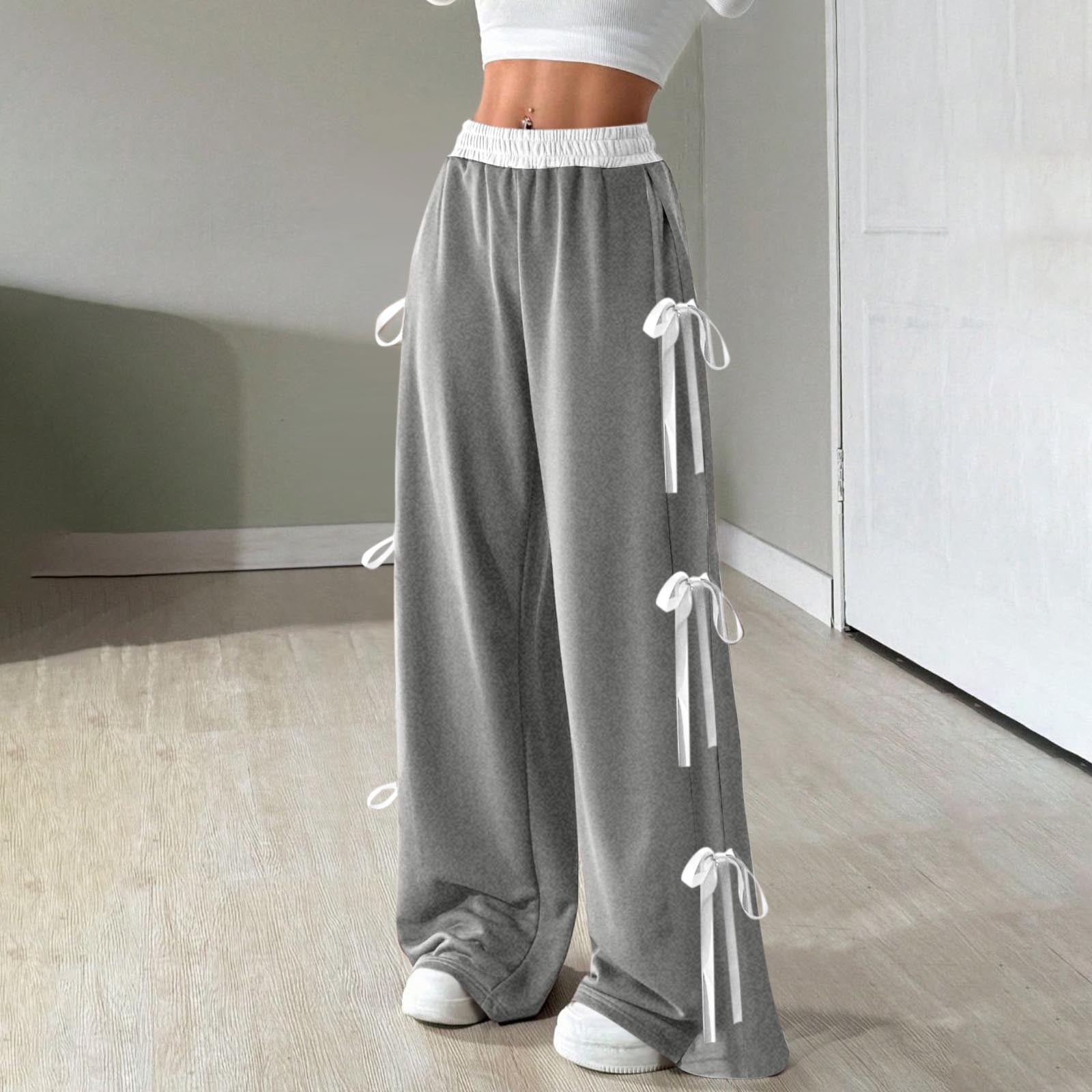 Blmnix Baggy Pants for Women Trendy Palazzo Pants Girlfriend Flowy ...