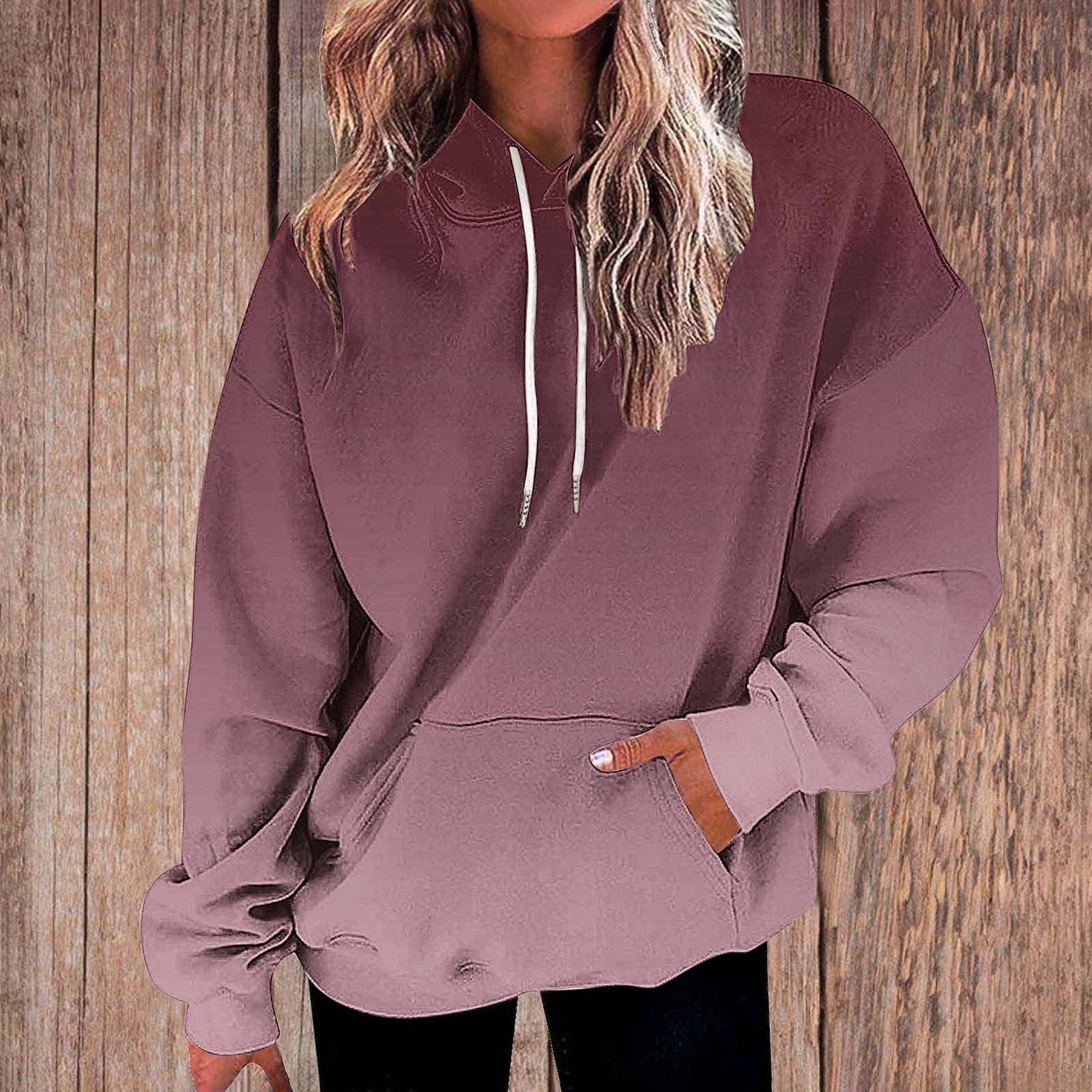 Blmnix Basic Tee Plus Size Sweatshirts for Women Gradient Wine Work ...