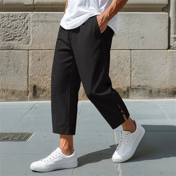 Blmnix Beach Pants Men's Pants Low Rise Baggy Travel Pants Palazzo ...