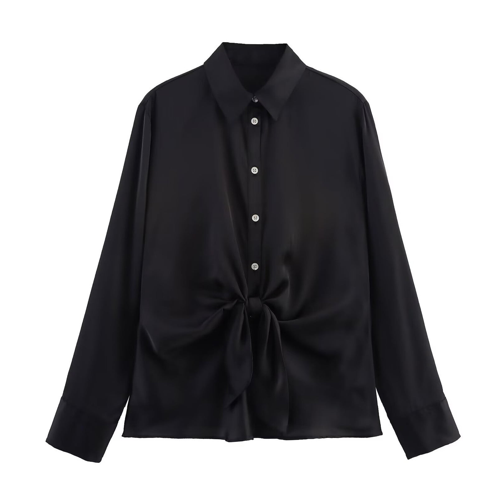 Blmnix Bow Tie Womens Work Tops Button Down 2025 Basic Black Womens ...