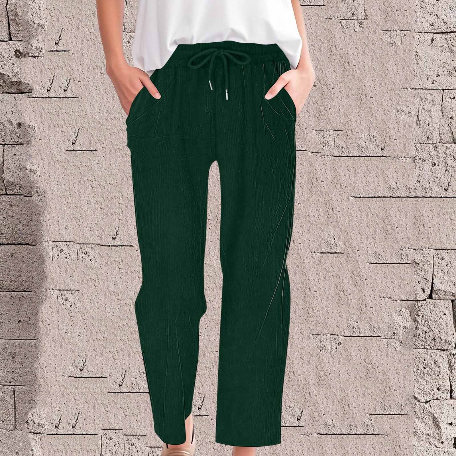 Blmnix Burgundy Work Slacks for Women Corduroy Culottes High Waist ...