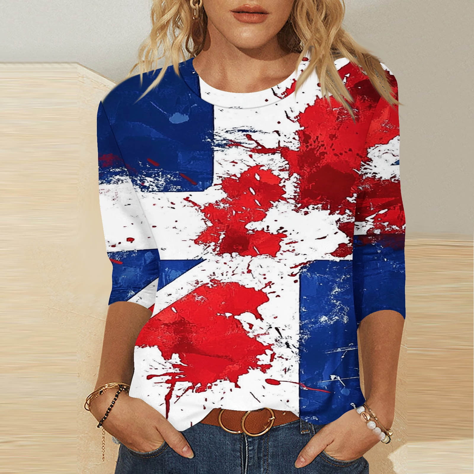 Blmnix Business Casual Shirts for Women Workwear Blue Print Women Work ...