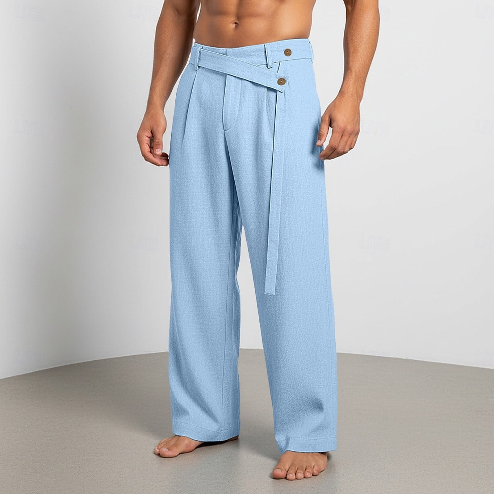 Blmnix Chinos Men Pants Lightweight Work Pants Baggy Low Waisted Cotton ...
