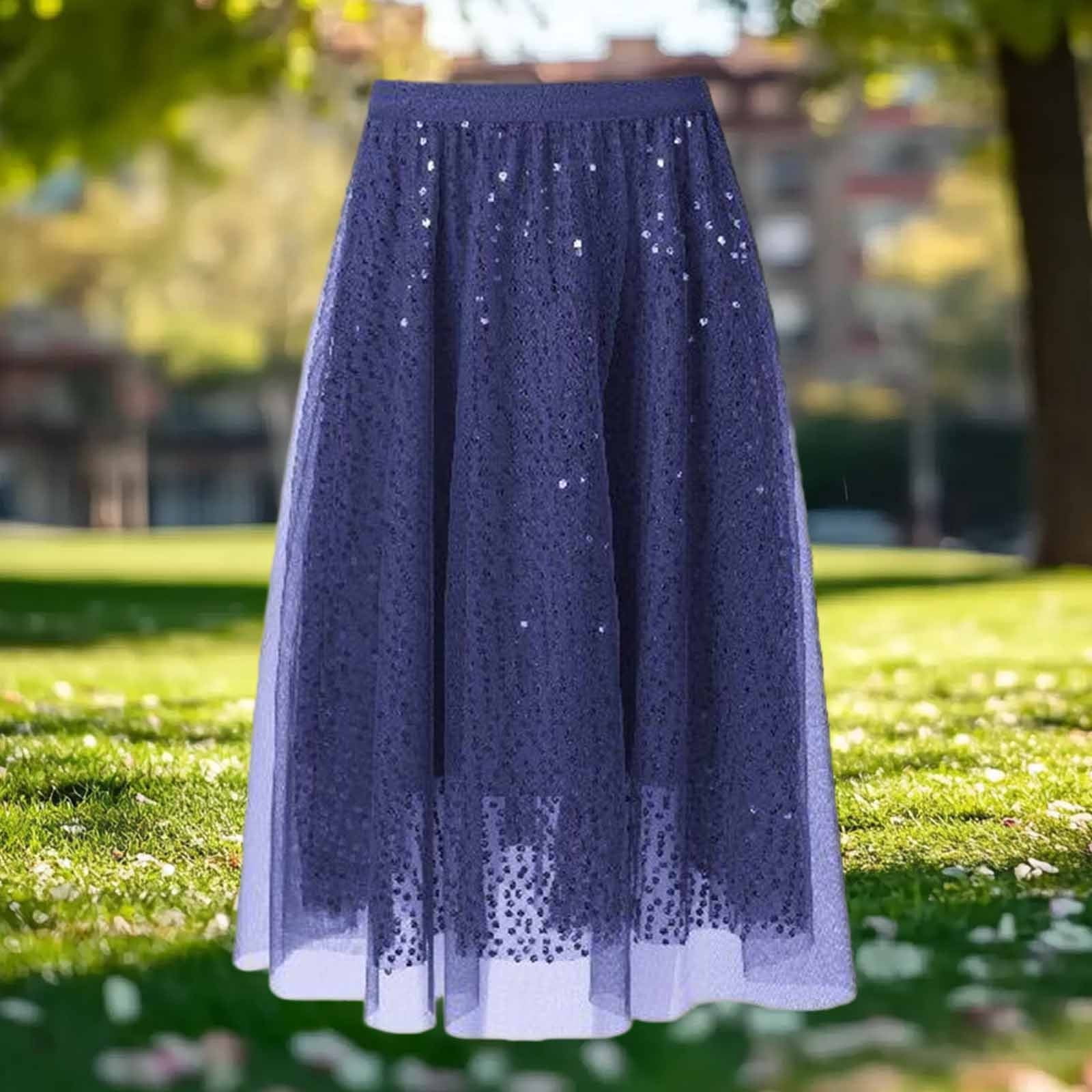 Blmnix Christmas Skirts for Women Tulle Skirts Sequin Ruffle Under ...
