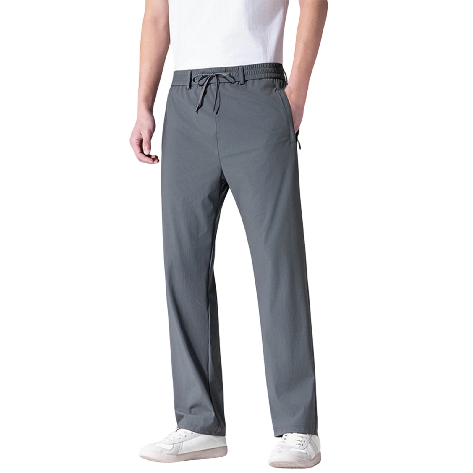 Blmnix Comfy Pants Pants Men Low Rise Pleated Baggy Work Pants Leggings ...