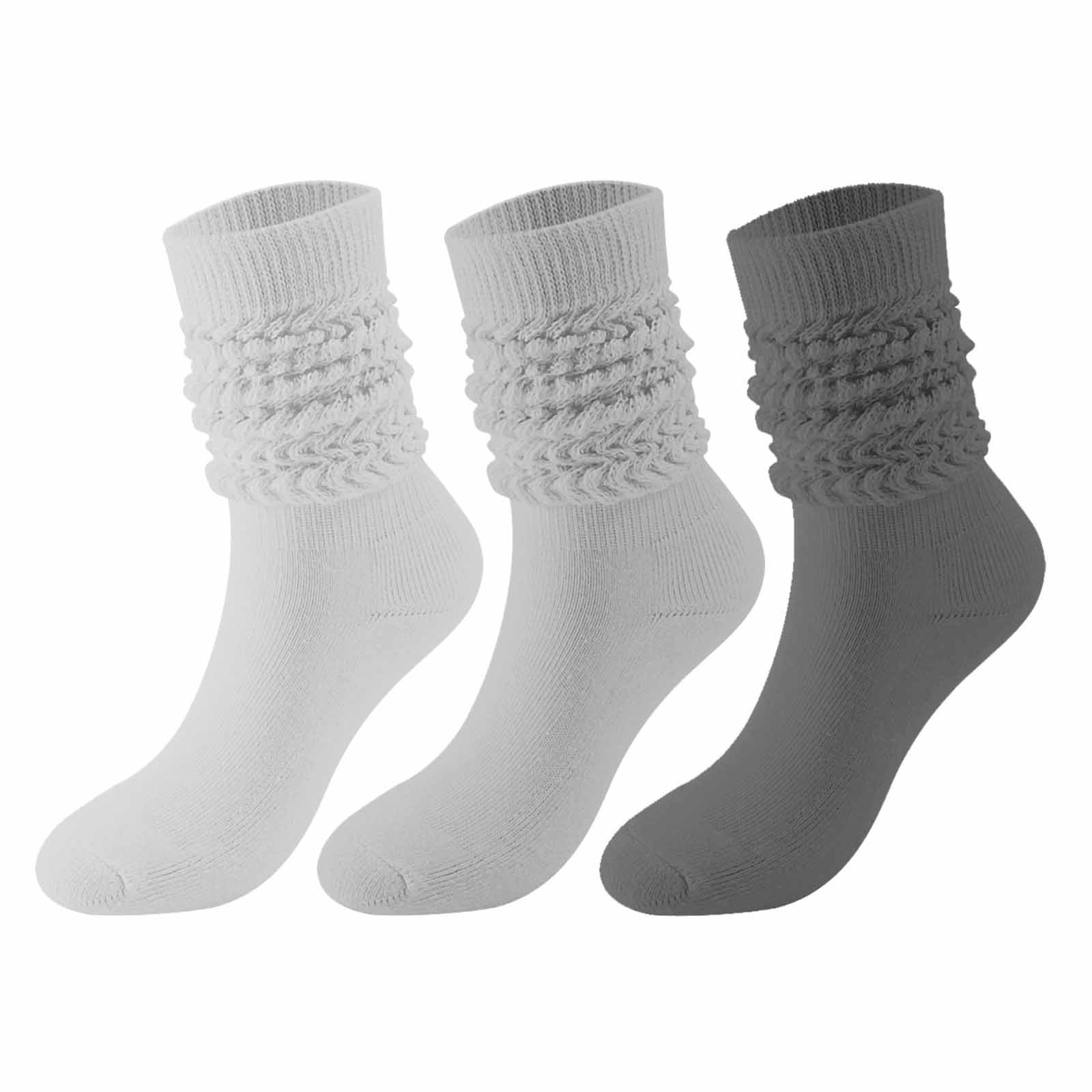 Blmnix Compression Womens Socks Gray Scrunch Solid Crew Slouch Juniors ...