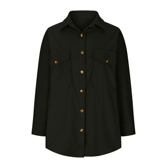 Blmnix Corduroy Winter Jacket Women Black Button Down Barn Winter ...