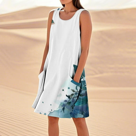 Blmnix Cotton Linen Holiday Dresses for Women 2026 Casual Tank Under ...