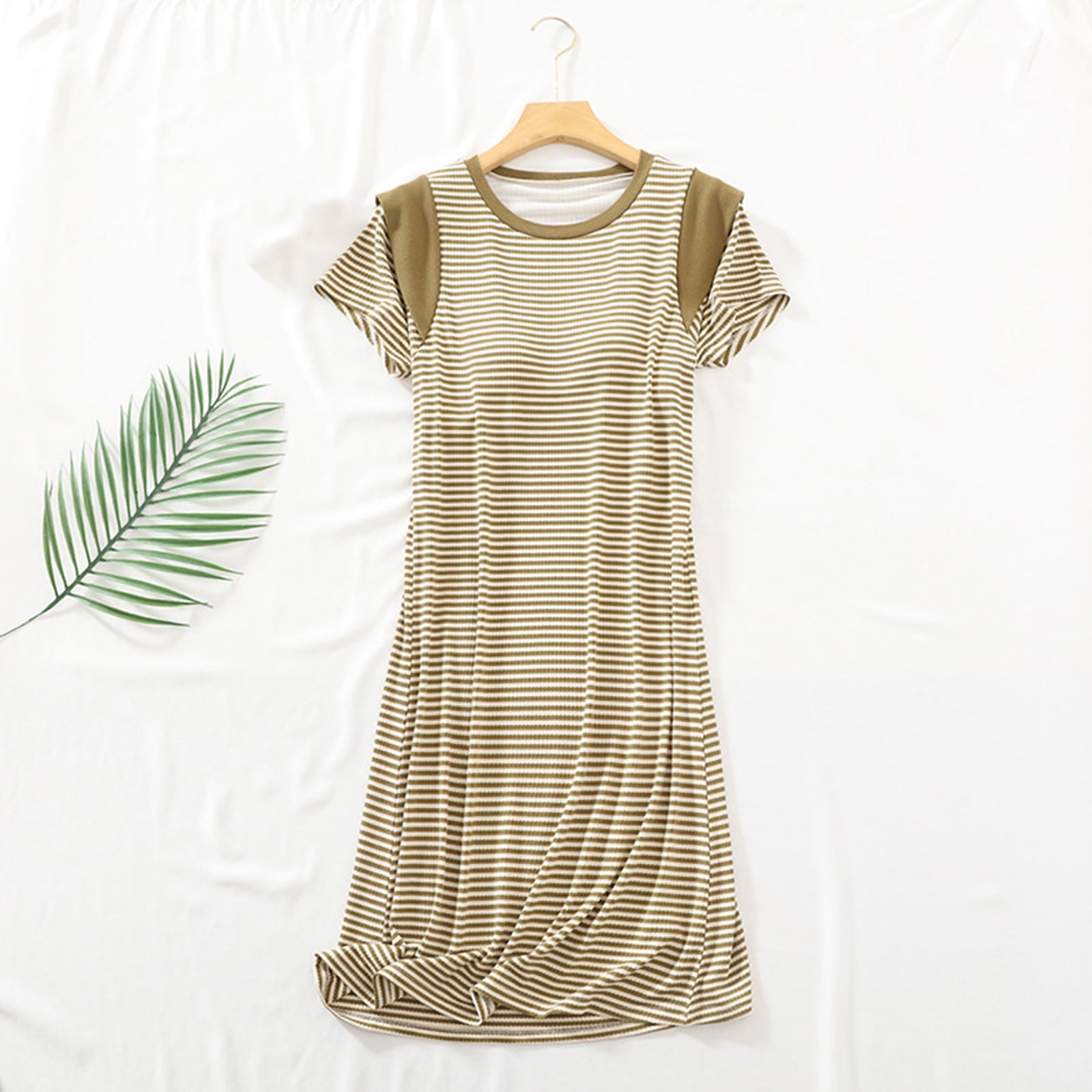 Blmnix Cotton Womens Nightgowns Mumu Loungewear V-Neck Green Casual ...
