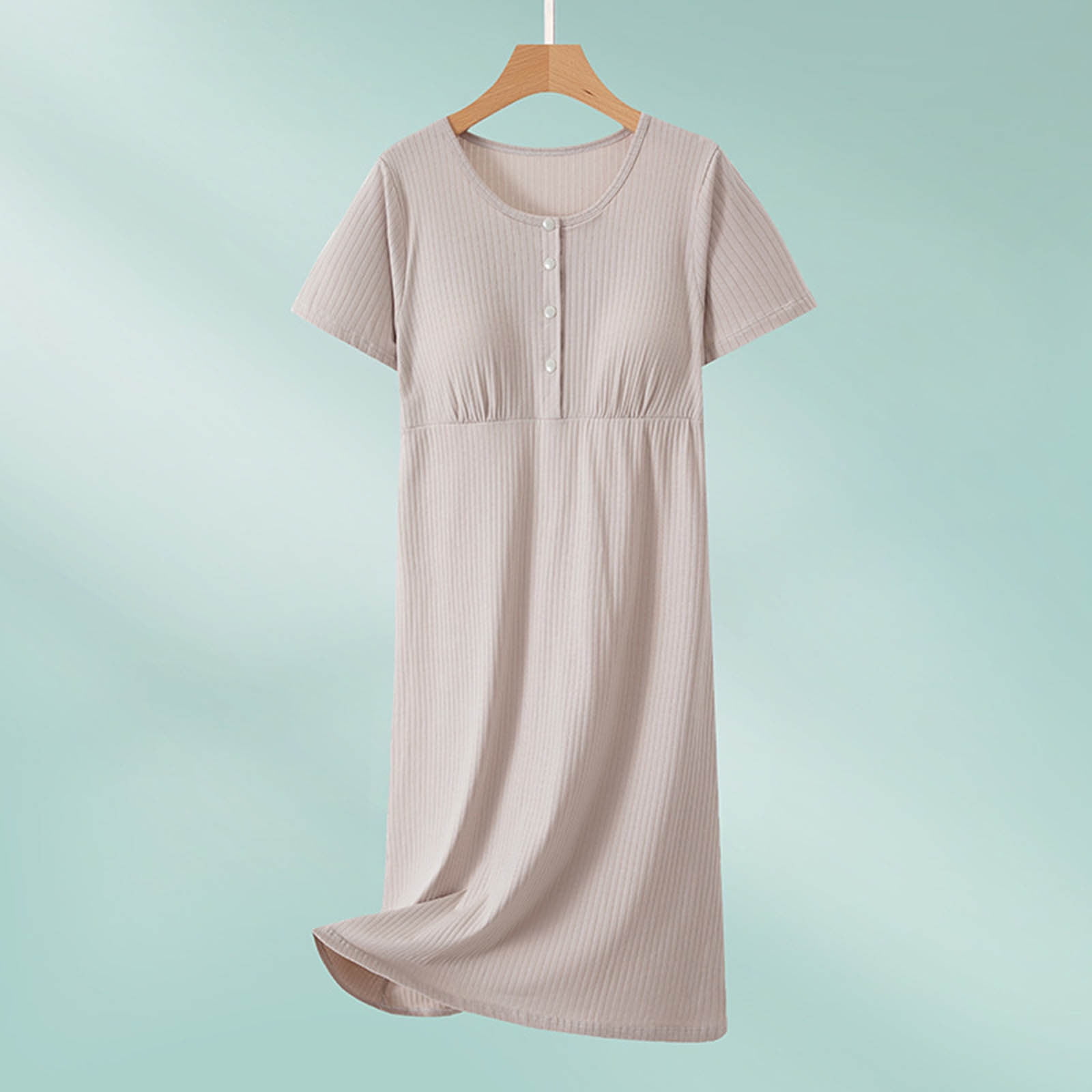 Blmnix Cotton Womens Nightgowns Plus Size House Dress Short Sleeve ...