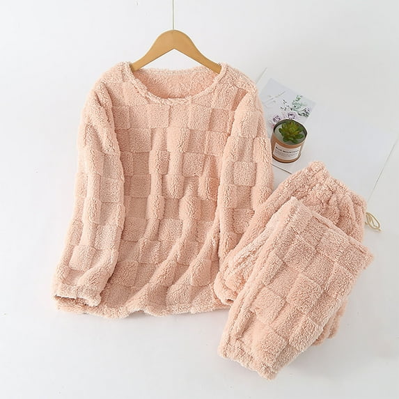 Blmnix Cute Fall Pajamas for Women Pink Loungewear Set Sleep Pants Long ...