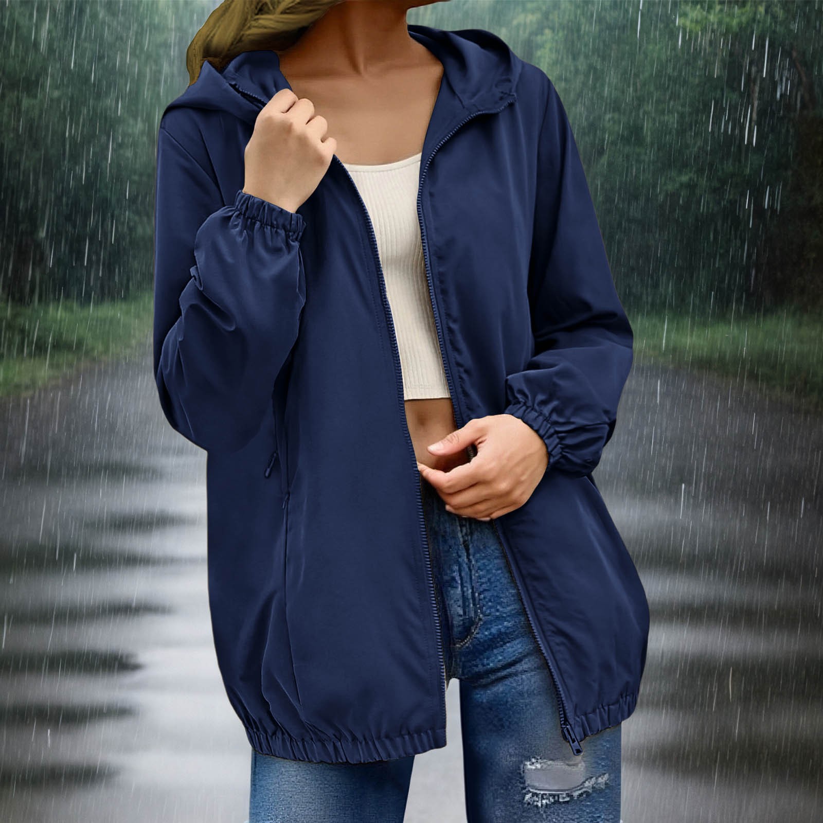 Blmnix Cute Jackets Western Plaid Anorak Navy Blue Work Oversized T ...