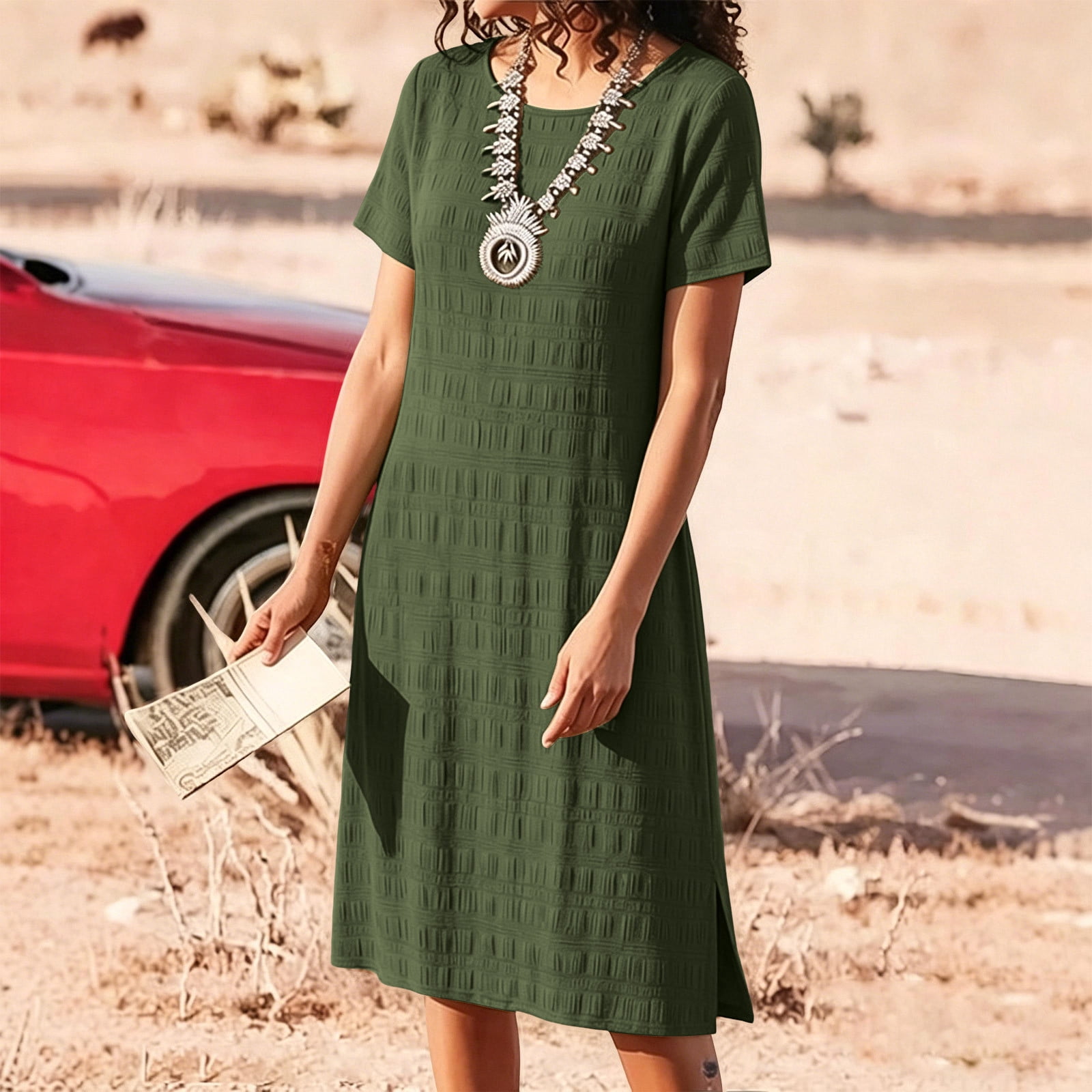 Blmnix Dress for Women Shift Tshirt Dress Hawaiian Dresses Dresses Crew ...