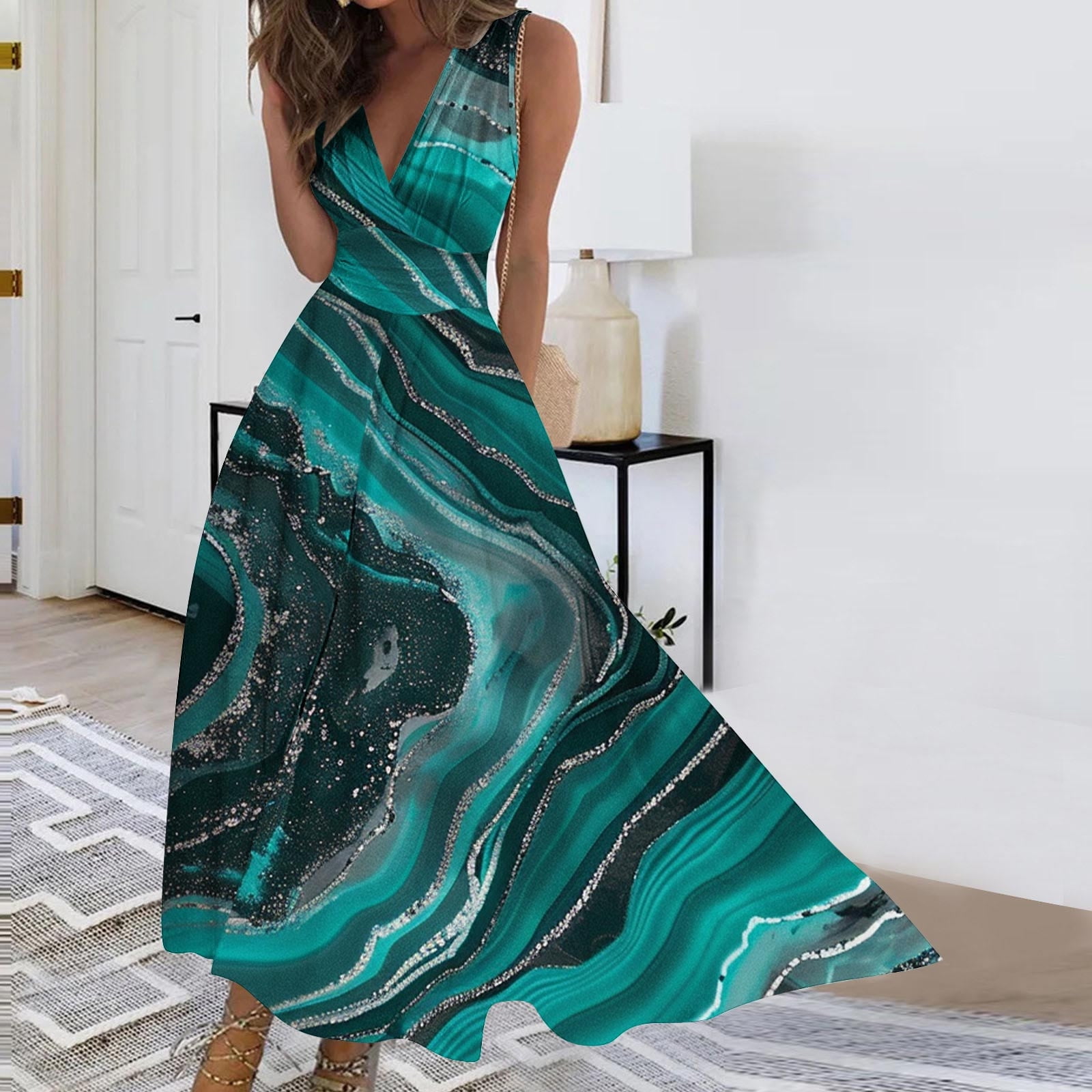Blmnix Dresses for Women Flowy Dresses Plus Size Fit & Flare Under ...
