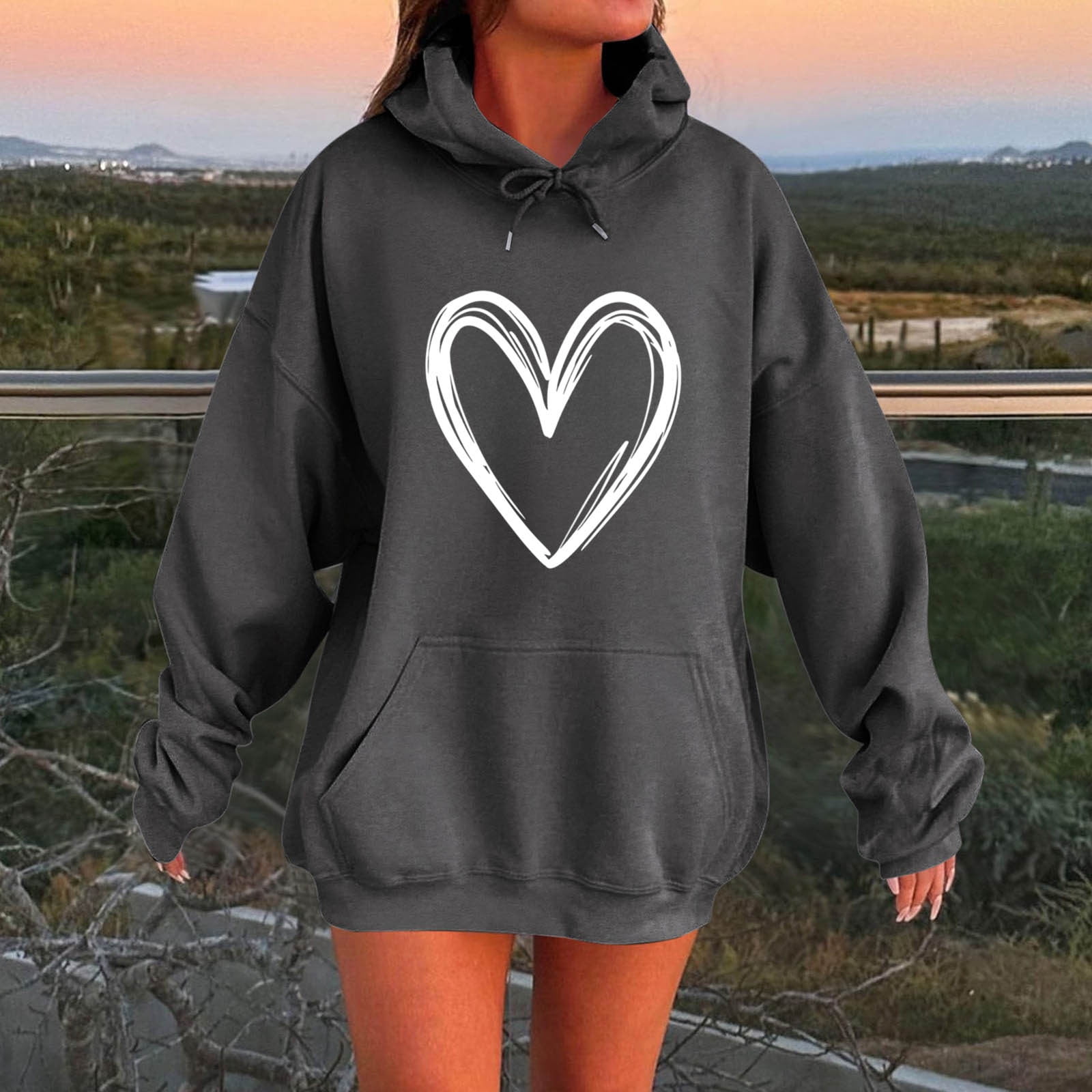 Blmnix Formal Work Sweatshirts for Women Love Heart Dark Gray Tops ...