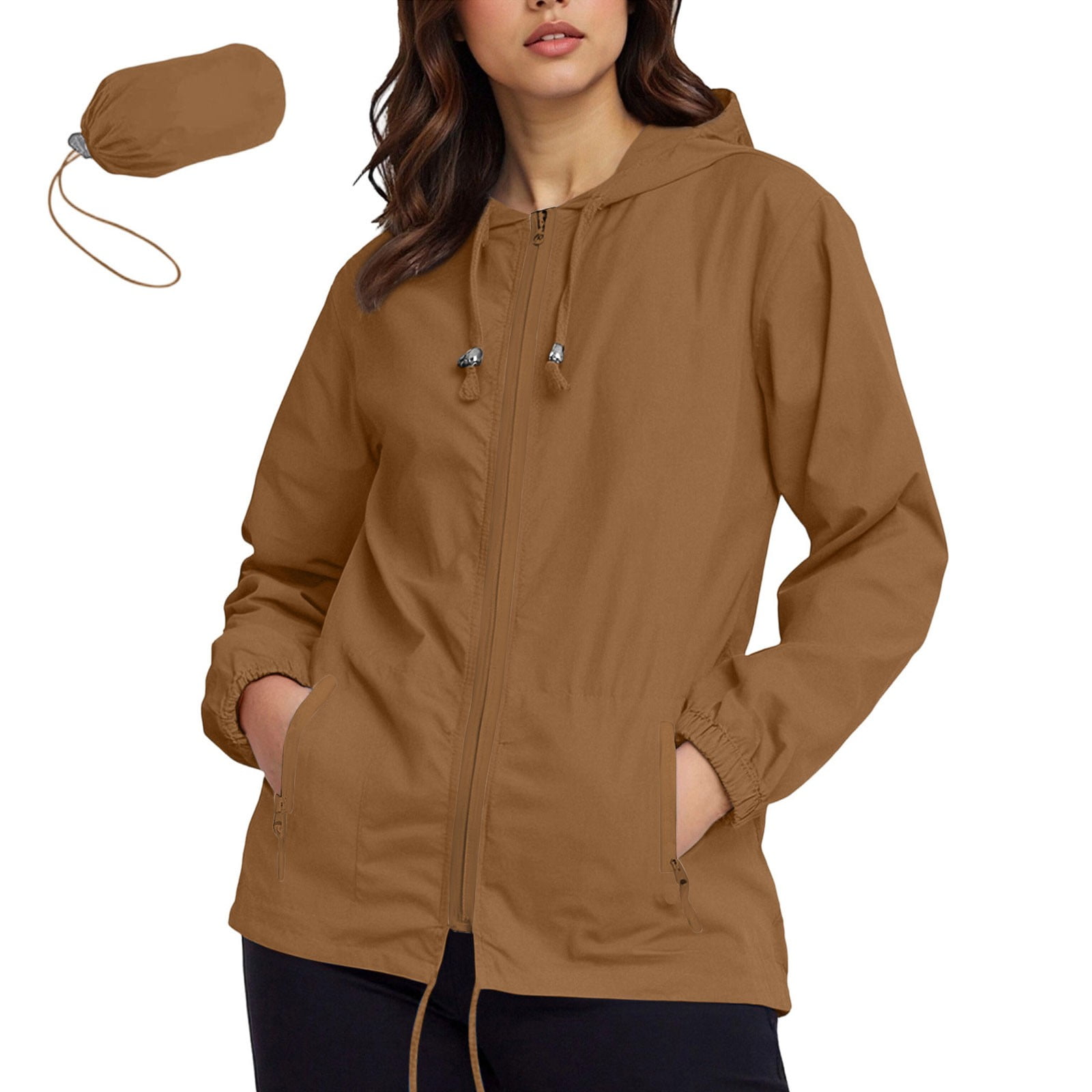 Blmnix Going Out Jackets Brown Anorak Plain Vacation Tops+For+Teachers ...