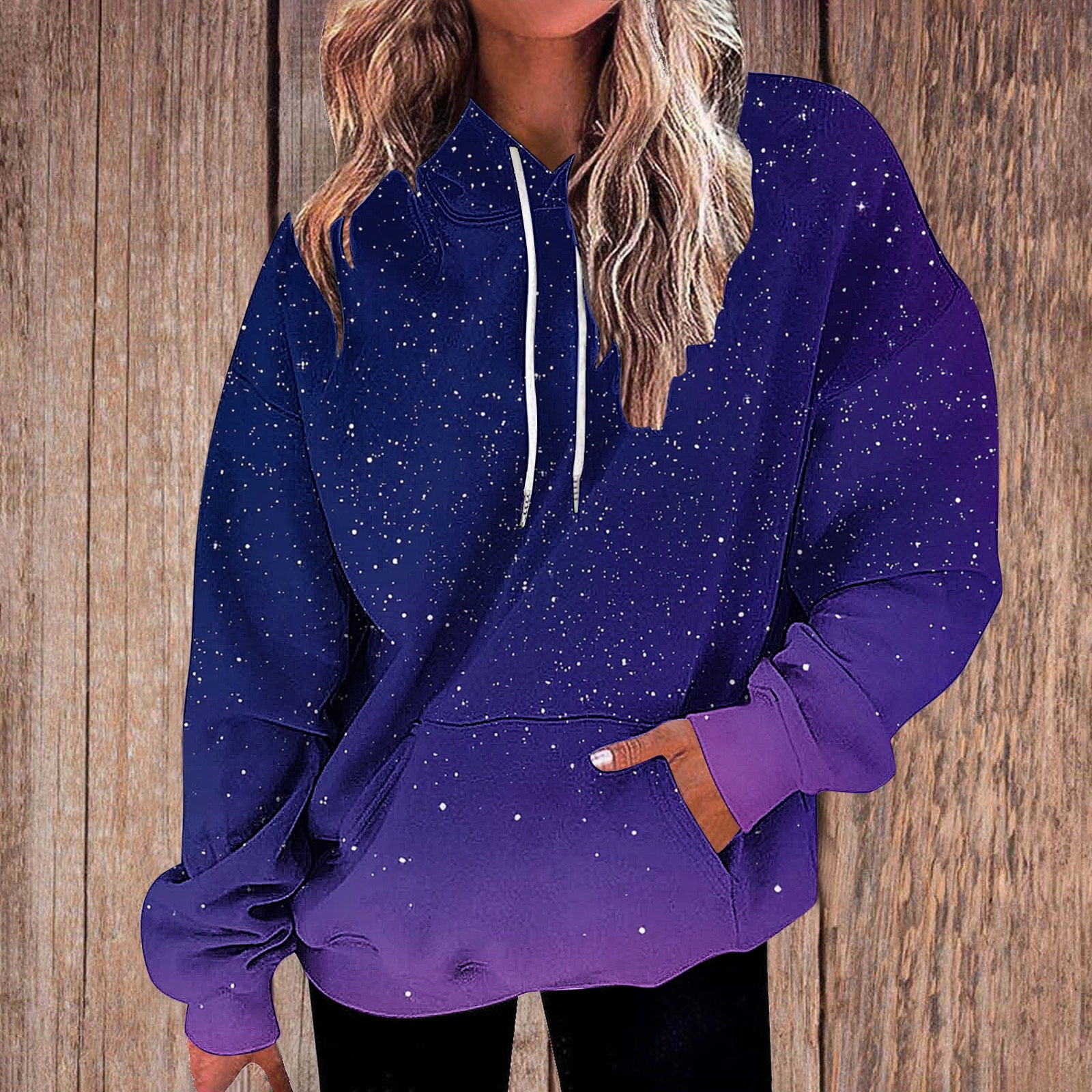 Blmnix Graphic Sweatshirts for Women Gradient Basics Dark Blue Fall ...