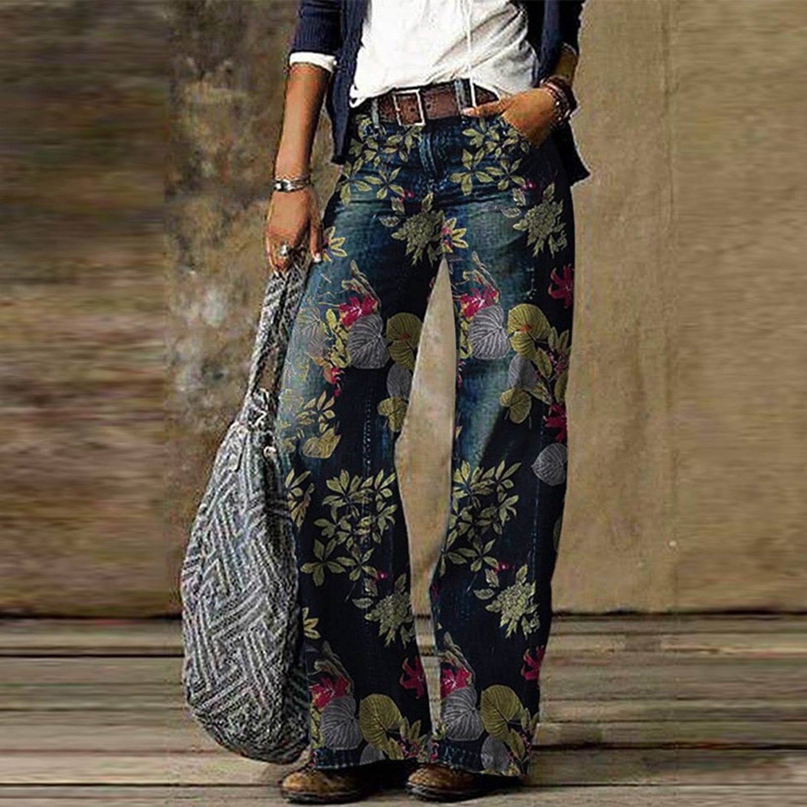 Blmnix Gray Comfy Womens Jeans Boyfriend Wide-Leg Barrel Loose High ...