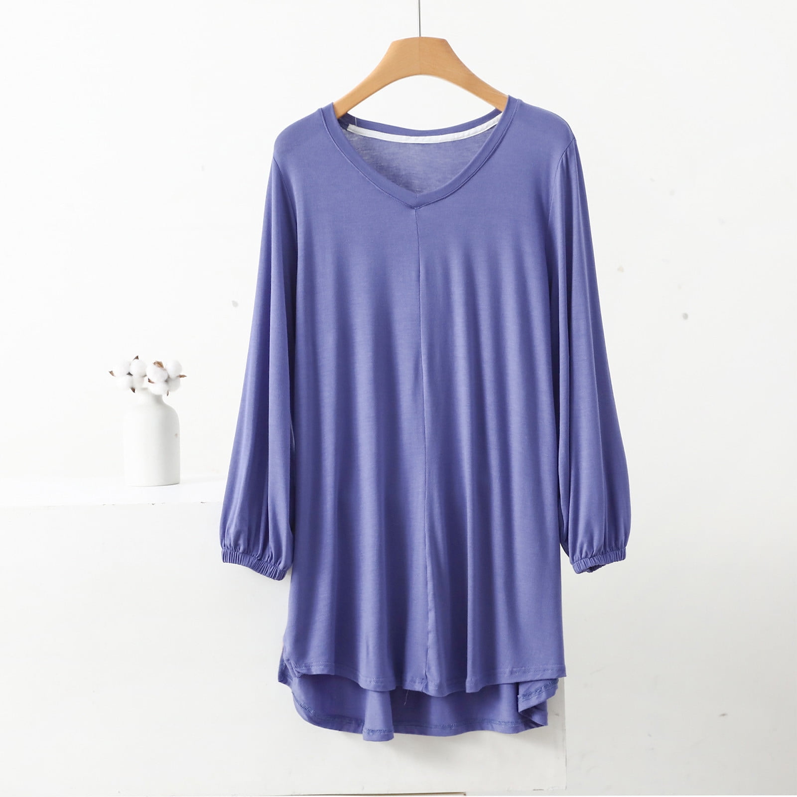 Blmnix High Low Women Business Casual Tops Plain V-Neck Plus Size Tops ...
