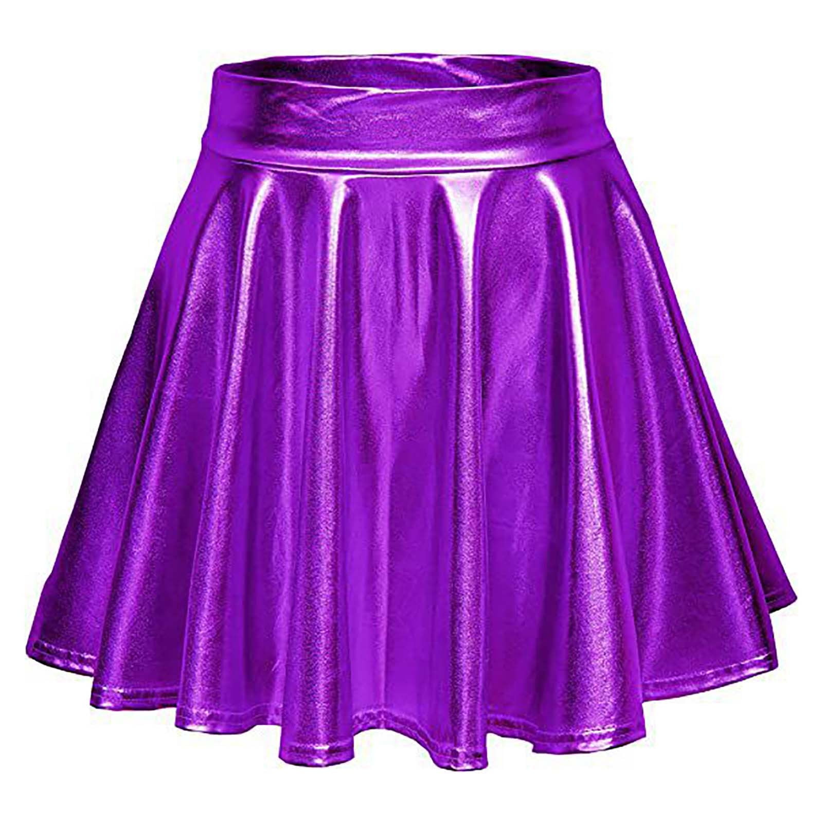Blmnix High Waisted Long Skirts for Women Pleated Leather Skirt Purple ...