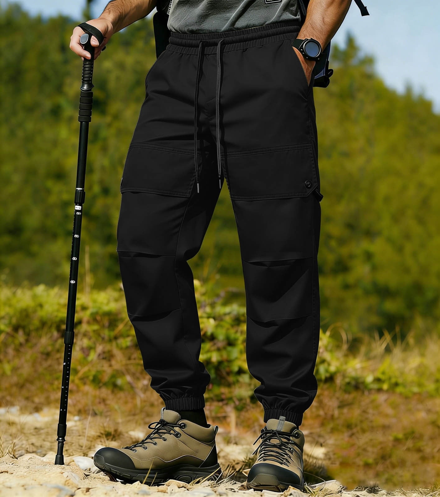 Blmnix Hiking Pants Men's Pants Travel Pants Low Waisted Baggy Cargo ...