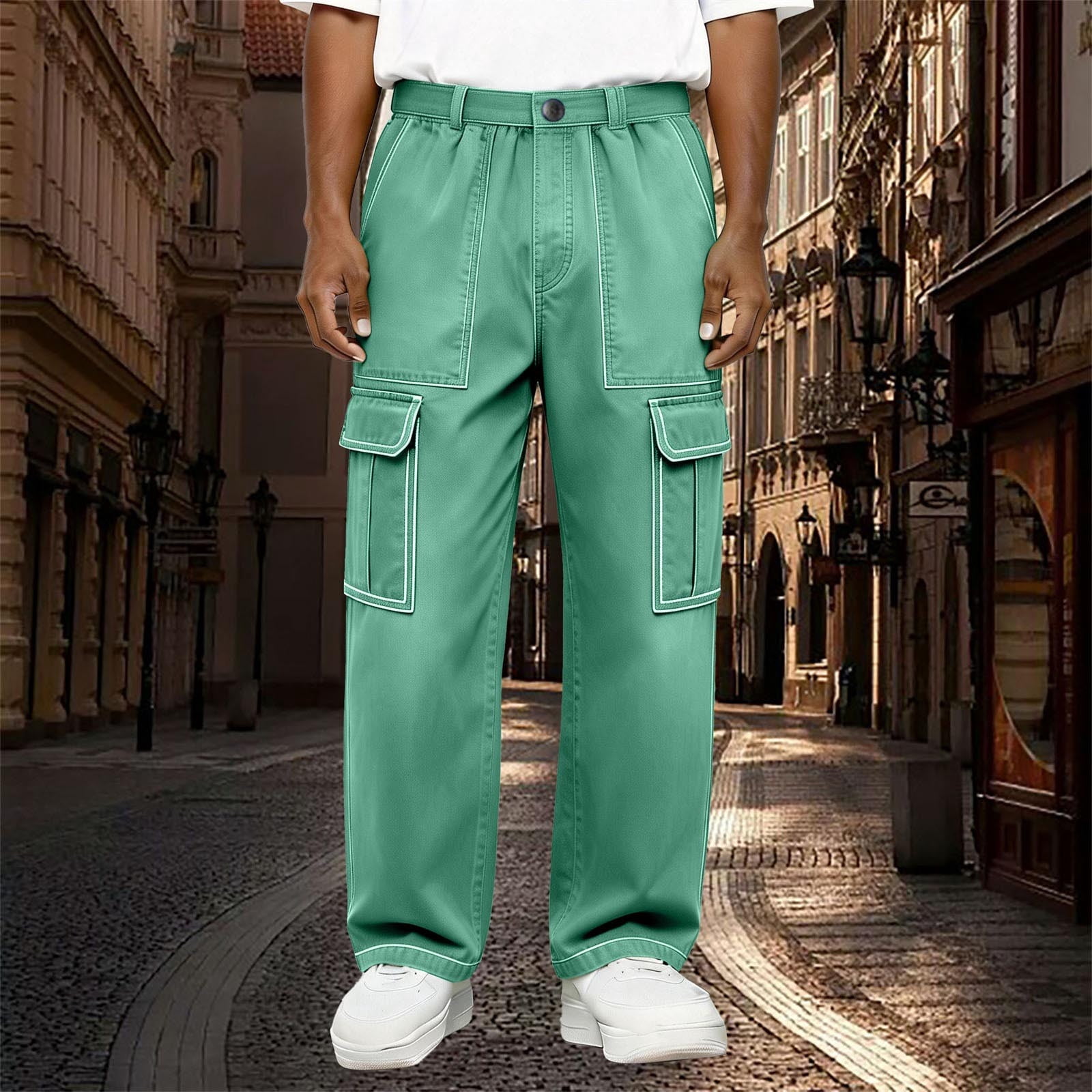 Blmnix Hiking Pants Trousers for Men Cargo Low Rise Baggy Travel Pants ...