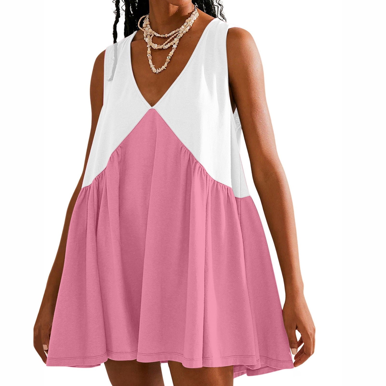 Blmnix Holiday Dresses Summer Dresses for Women Tank Casual Skirts V ...