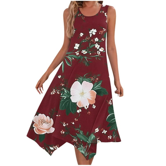 Blmnix Holiday Dresses for Women 2026 Flowy Vintage Tank Petticoat Red ...