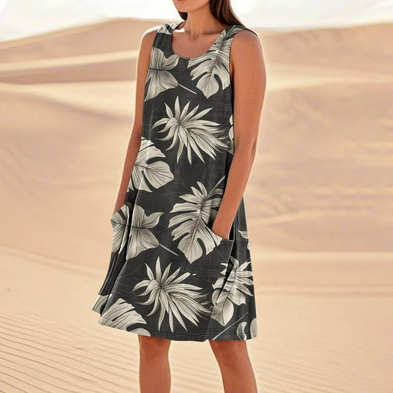 Blmnix Holiday Dresses for Women 2026 Vintage Tank Cotton Linen Under ...