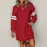 Blmnix Holiday Dresses for Women Casual Shift Striped Nightgown Long ...