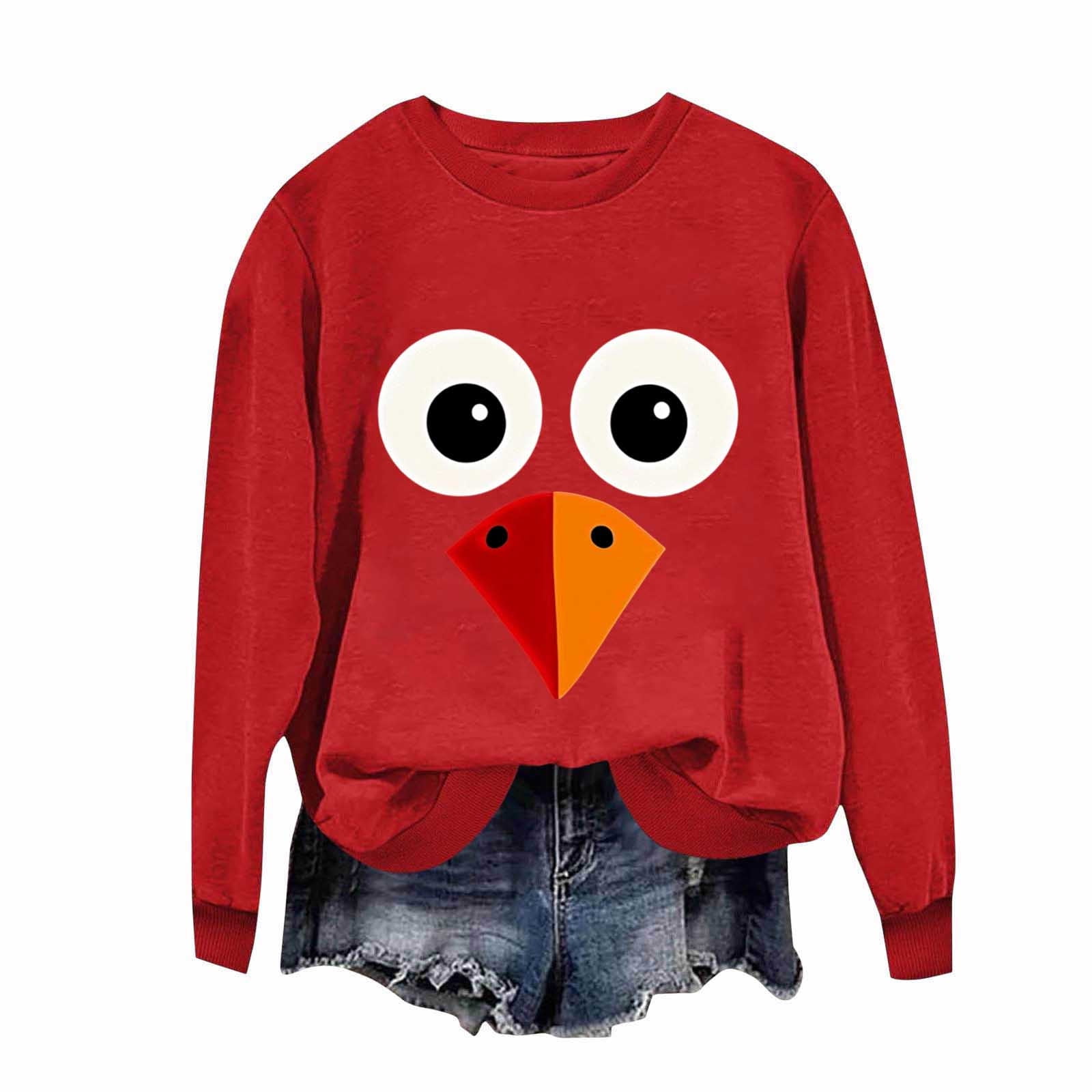 Blmnix Hoodies Graphic Thanksgiving Red Crew Neck Women's Sweatshirt ...