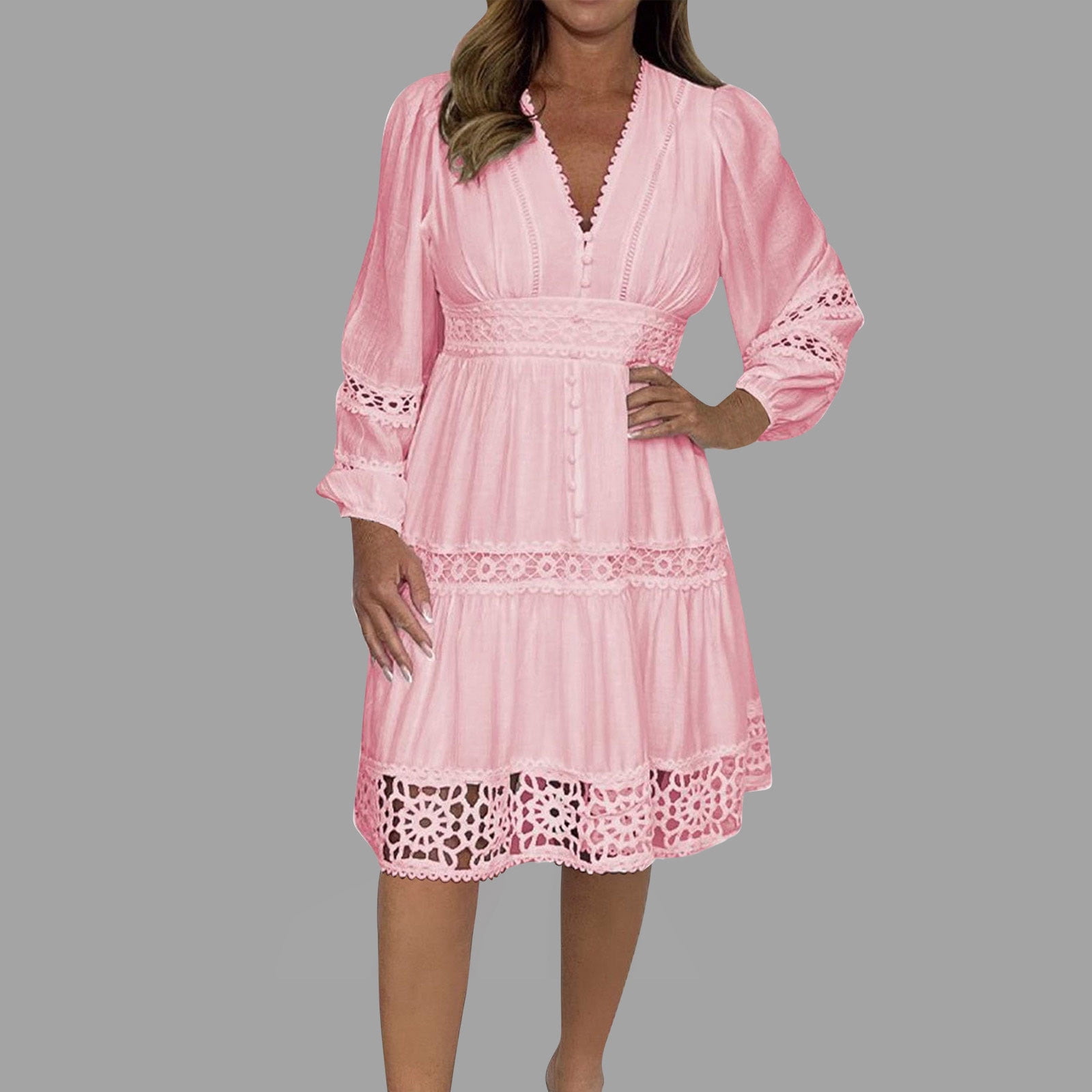 Blmnix Lace Fall Dresses for Women Mid-Length Business Work Fit & Flare ...