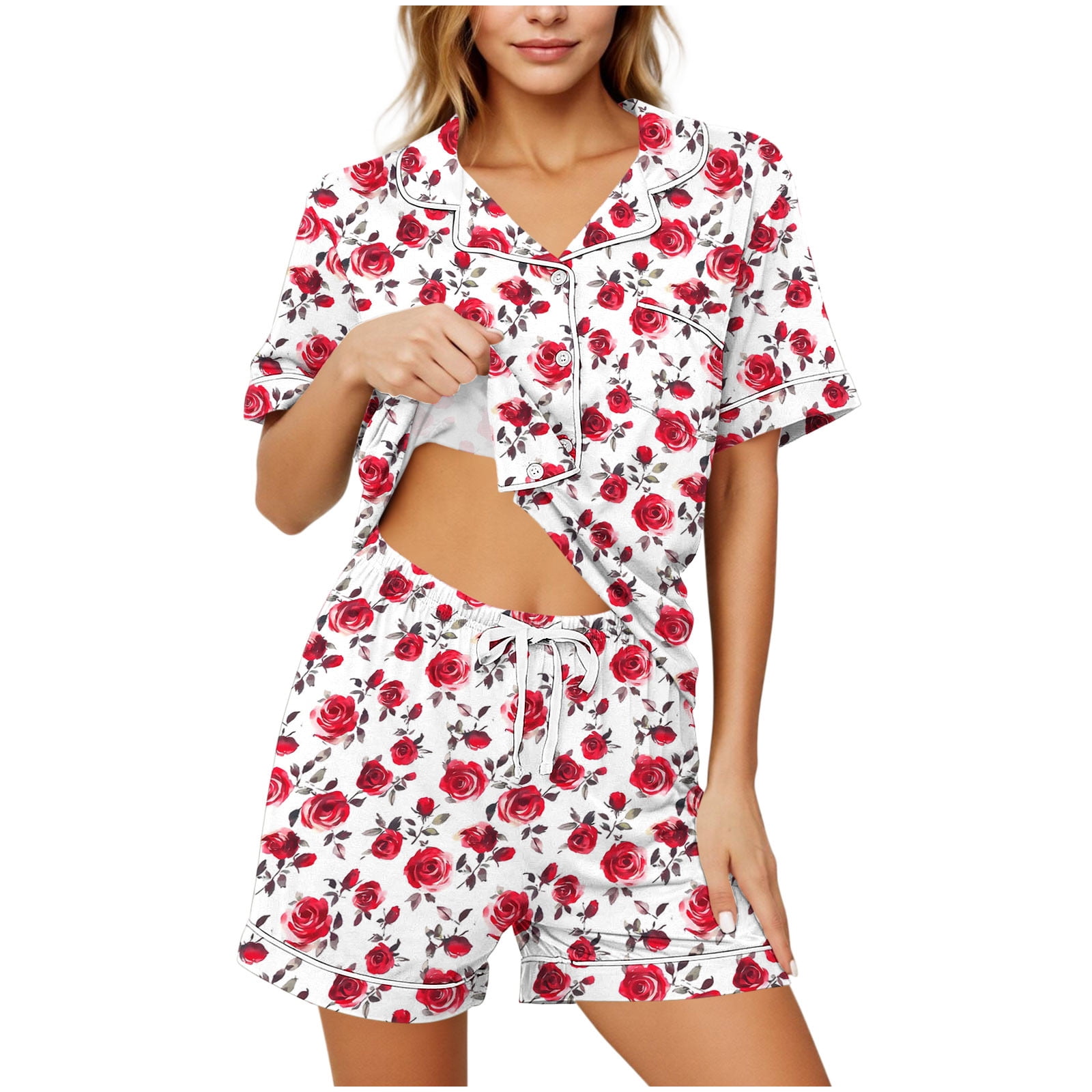 Blmnix Ladies Pajamas Sets Sleepwear Sets Sexy Pajamas 2 Piece Pajama ...