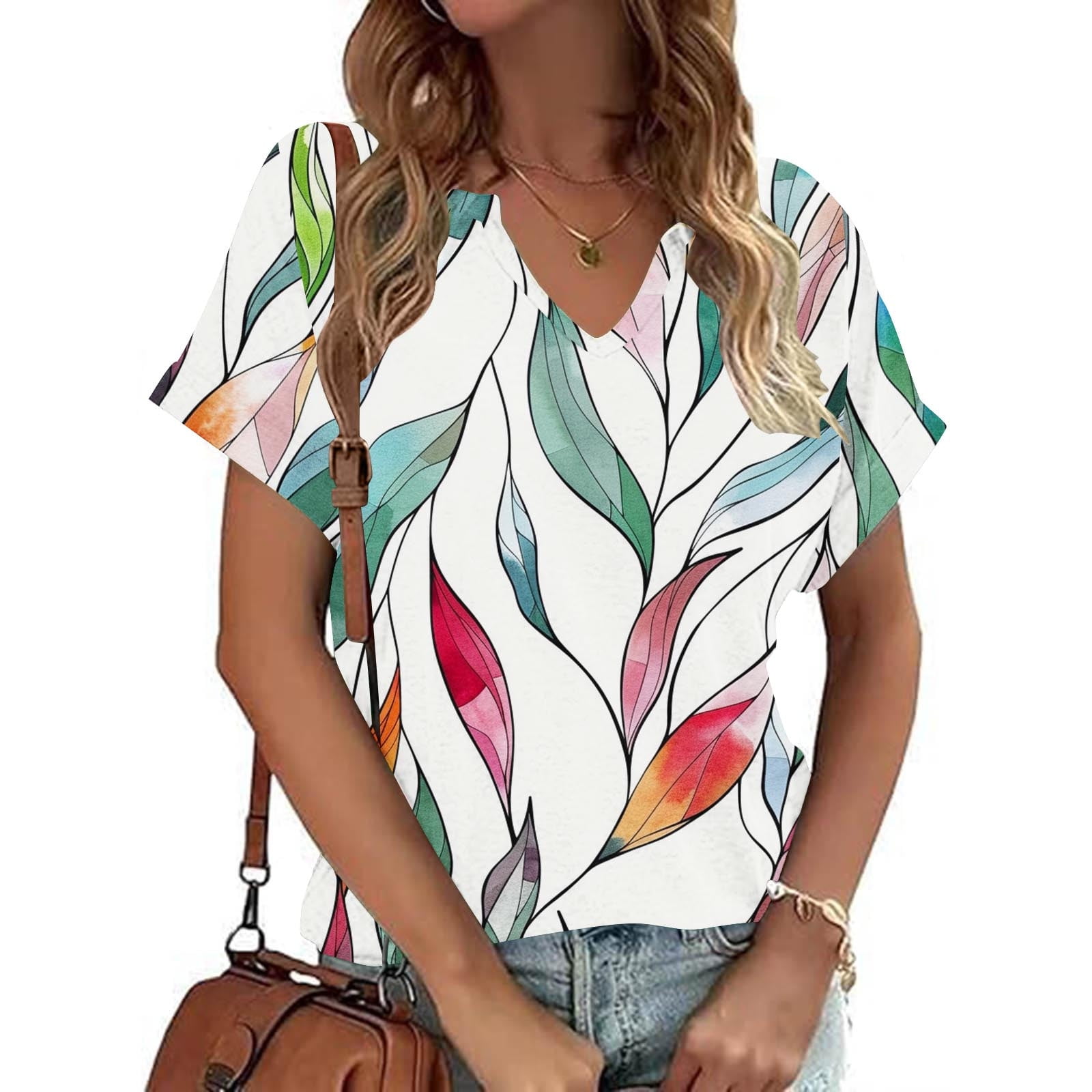 Blmnix Ladies Tops,Tees&Blouses Green Gathered Waist V-Neck Short ...