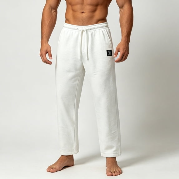 Blmnix Linen Pants Mens Pants Beach Pants Low Rise Pleated Baggy Jeans ...