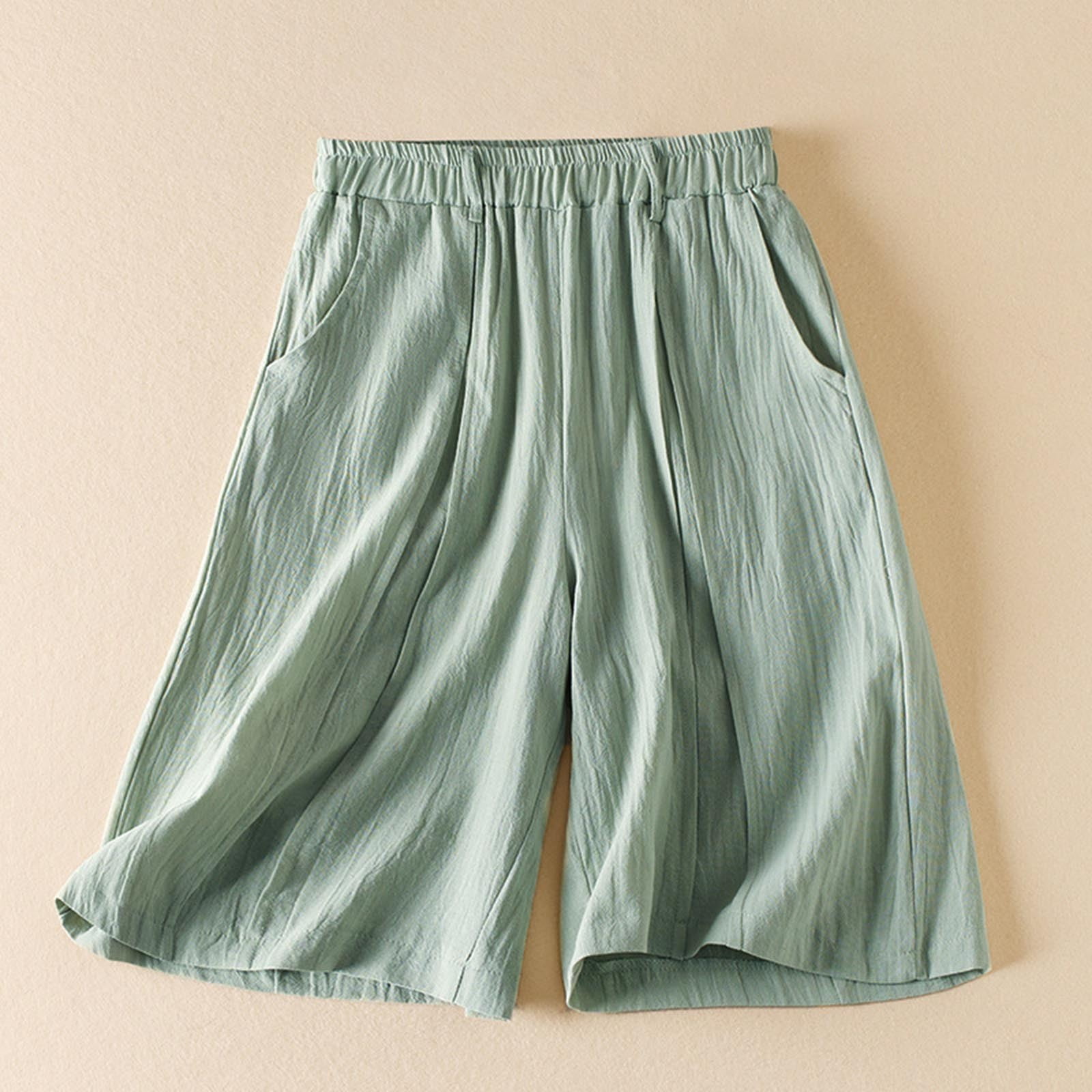 Blmnix Long Shorts Womens Shorts Linen Shorts Pull on Bermuda Short ...