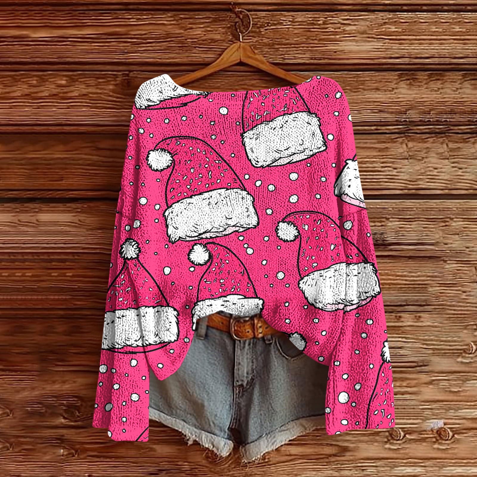 Blmnix Long Sleeve Blouses for Women Dressy Christmas Hot Pink Boat ...