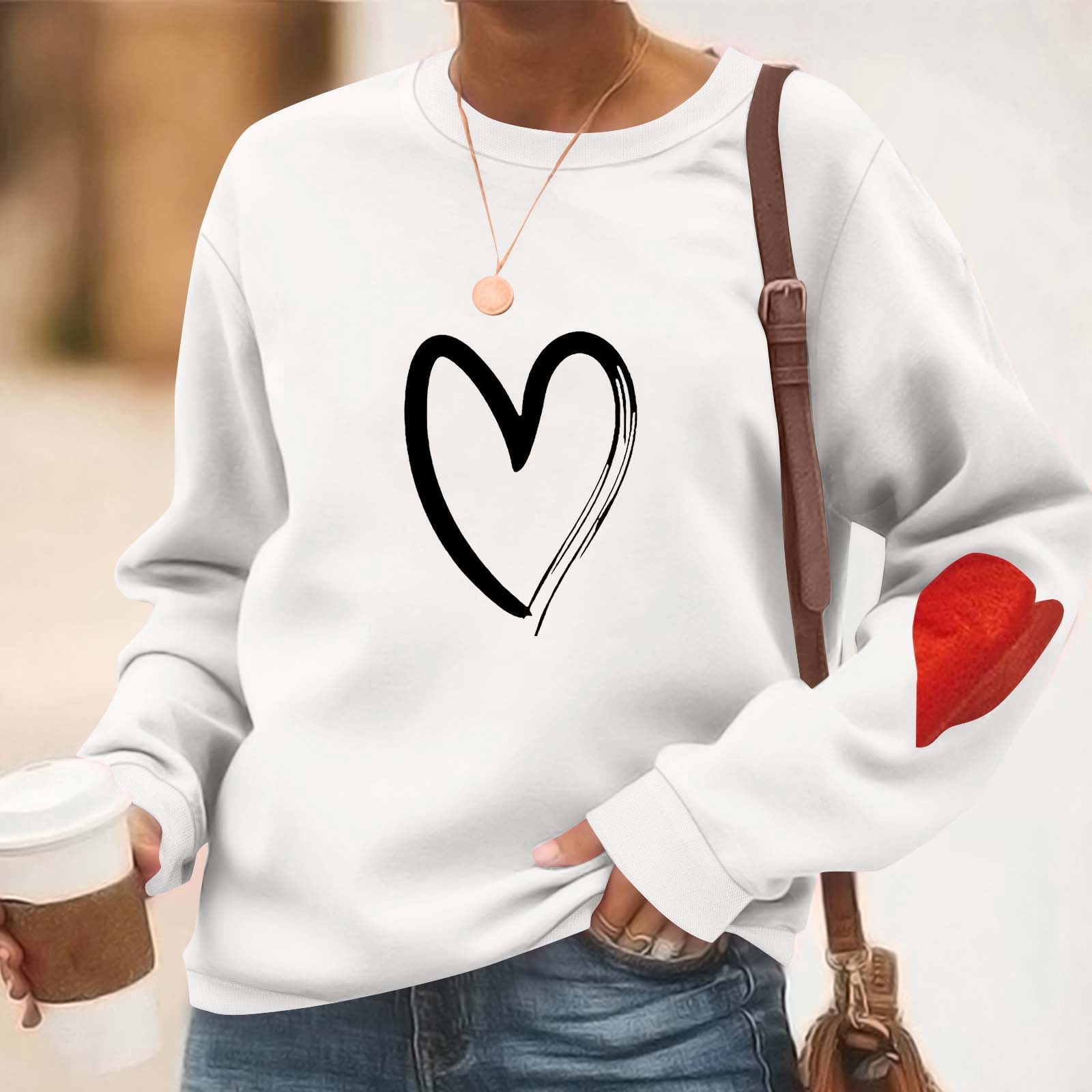 Blmnix Love Heart Womens Hoodies White Workout Pullover Business ...