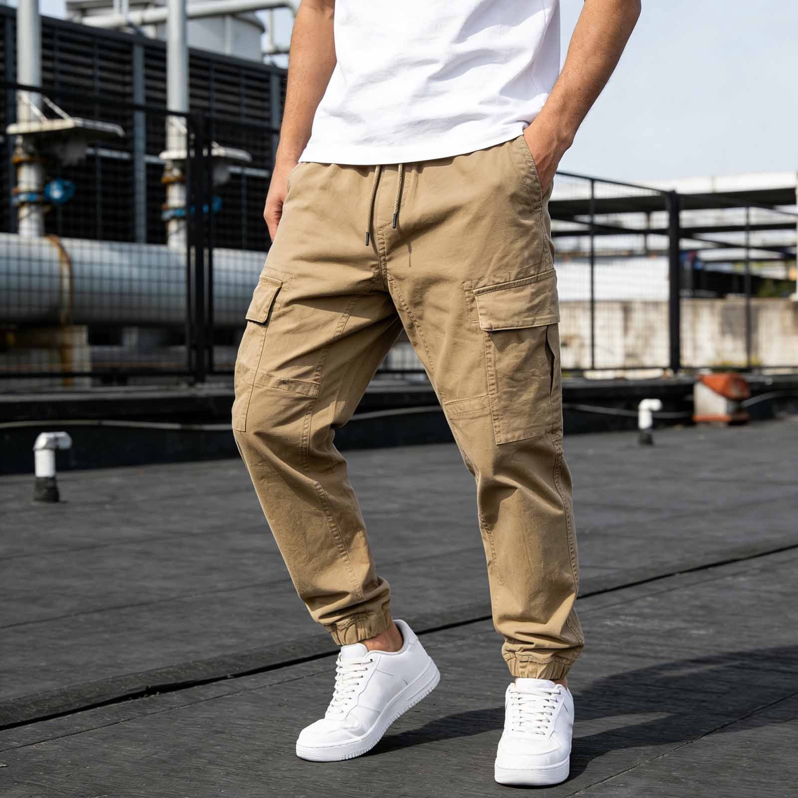 Blmnix Low Rise Trousers for Men Baggy Travel Pants Hiking Pants Cargo ...