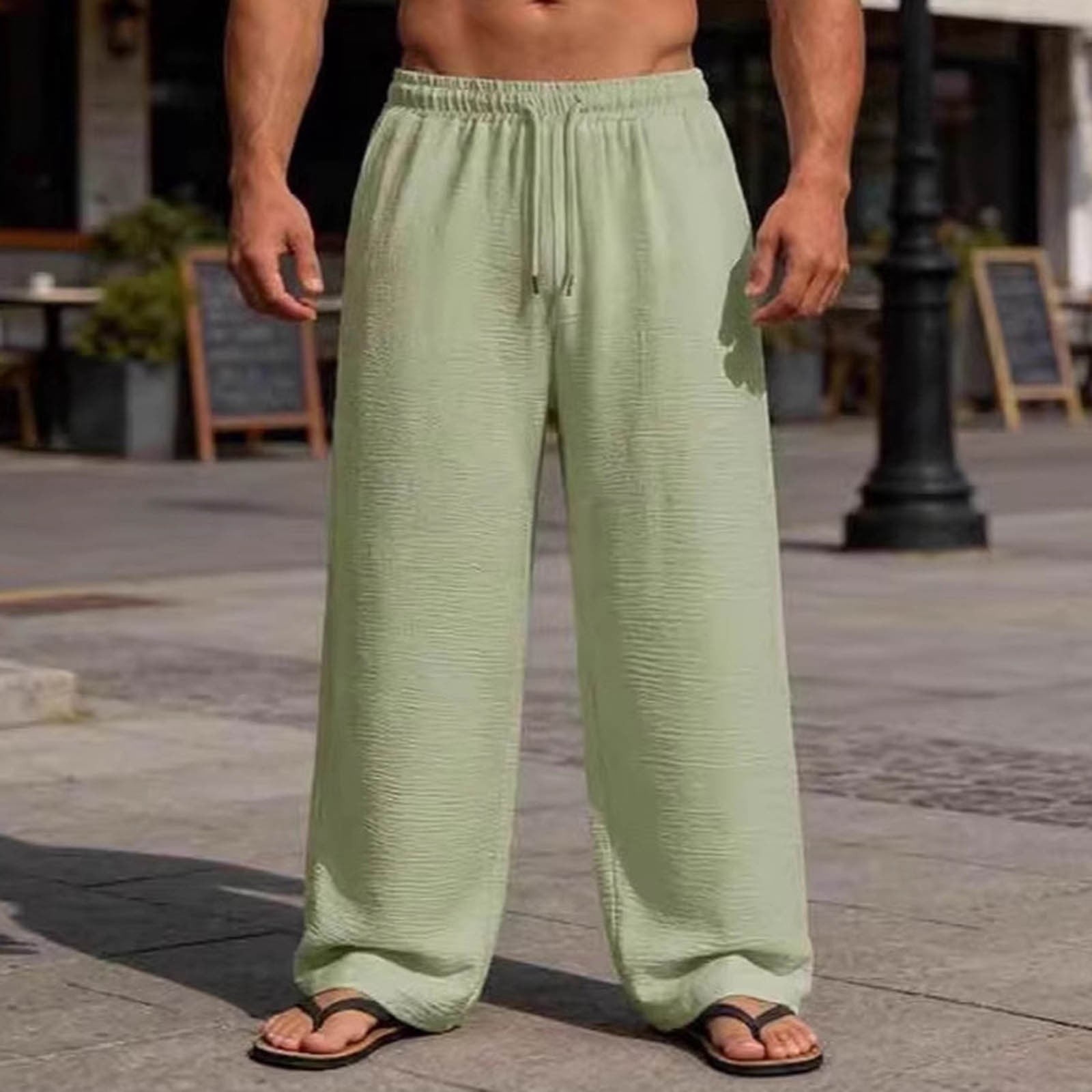 Blmnix Low Waisted Men's Pants Lounge Pants Palazzo Wide Leg Sweatpants ...