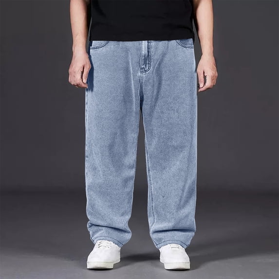 Blmnix Low Waisted Mens Pants Jeans Regular Fit Baggy Jeans Relaxed Fit ...